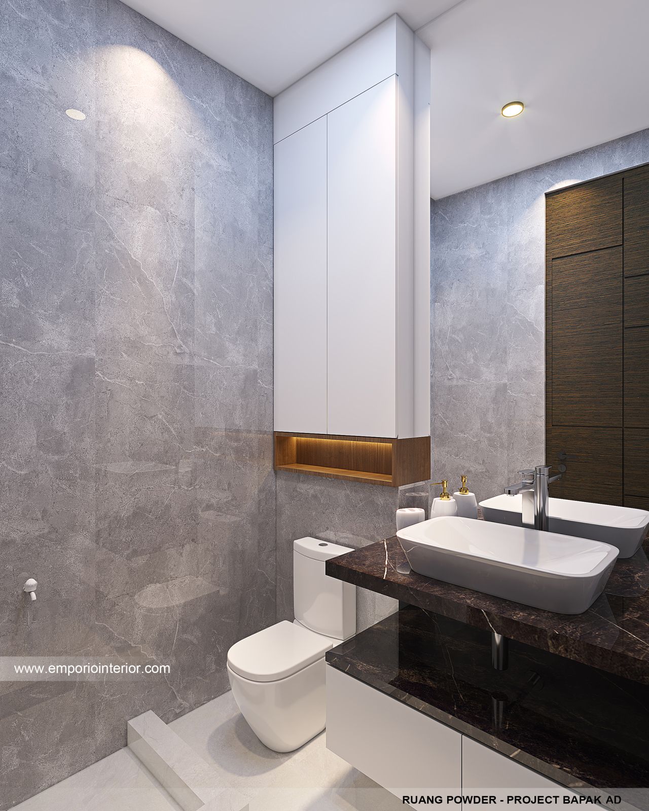 Desain Toilet Tamu Rumah Modern 2.5 Lantai Bapak AD di Tangerang ...