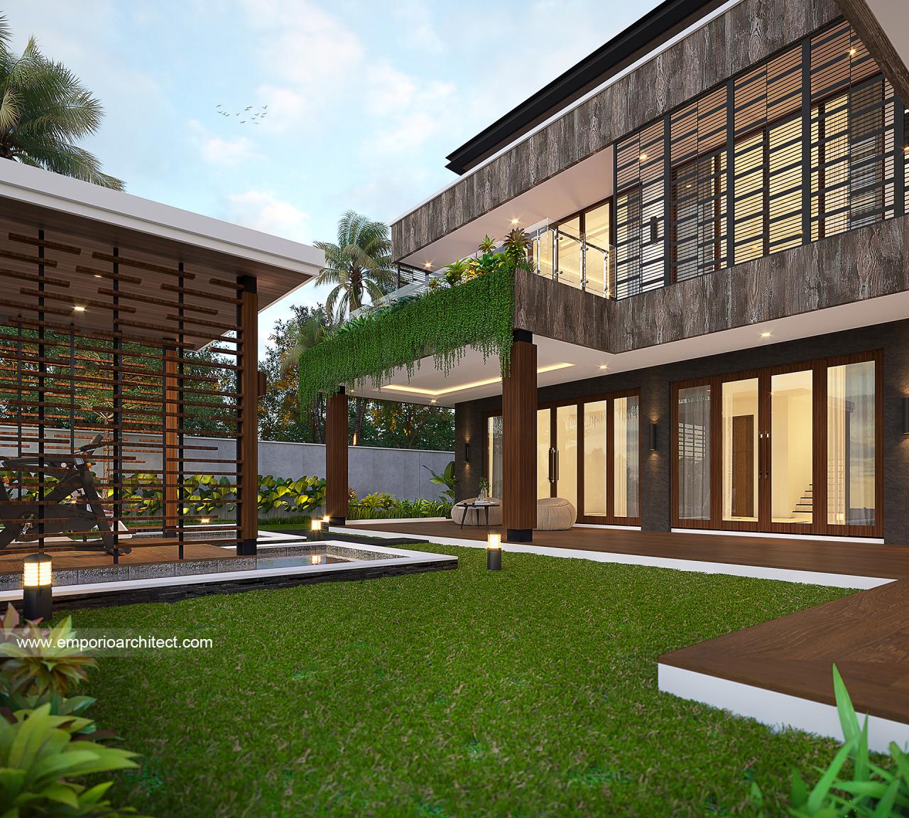 Mr. Hendry Modern House 2.5 Floors Design - Palembang 26119 - Backview ...