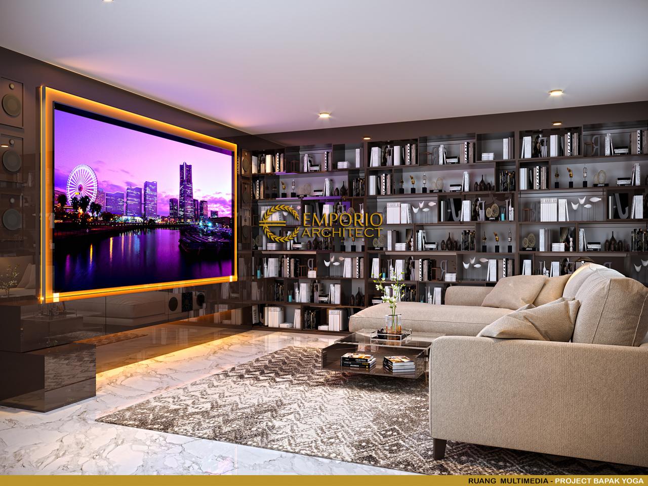 Desain Ruang Multimedia Rumah Modern 2.5 Lantai Bapak Yoga di Padang ...
