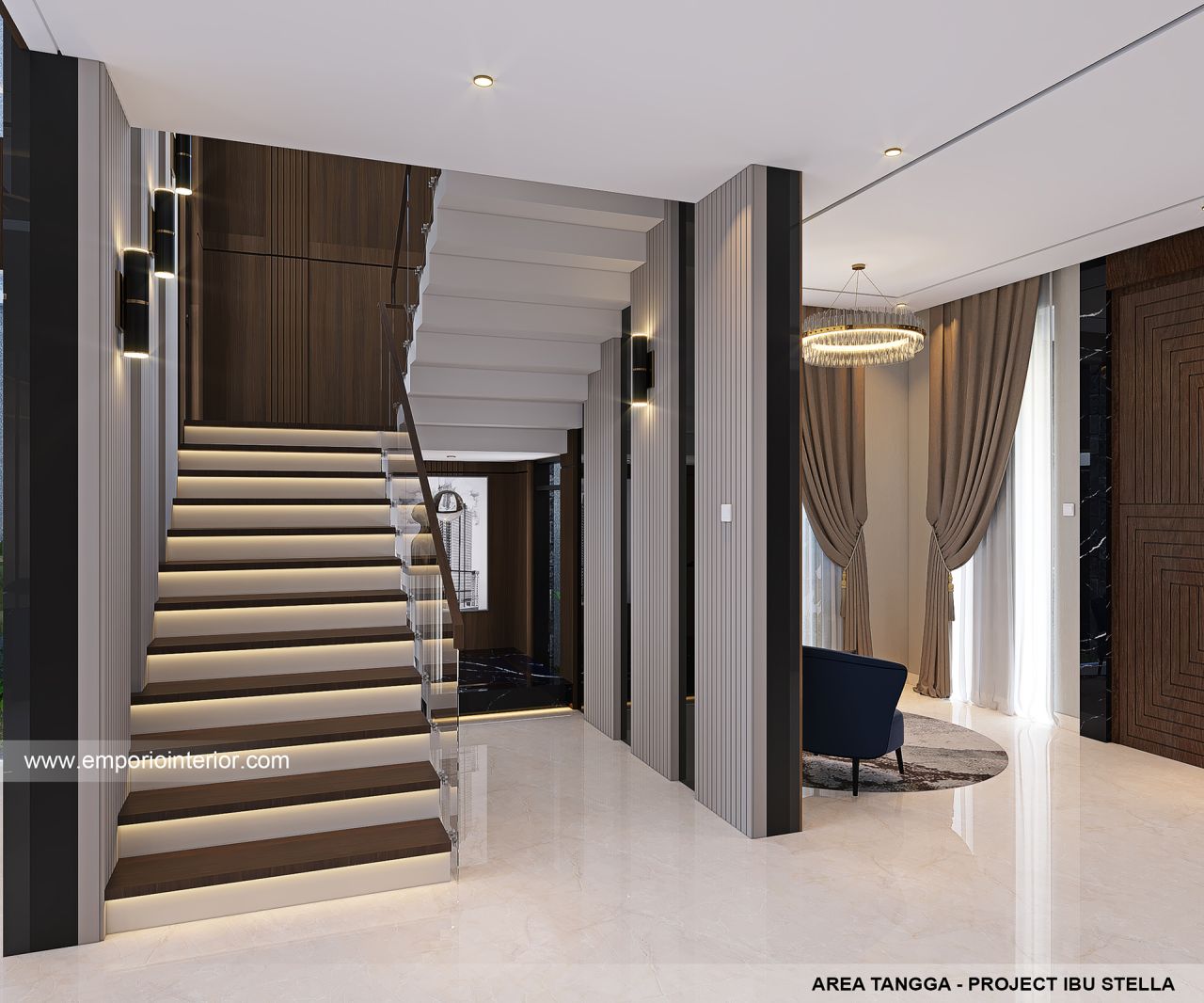 Desain Area Tangga Rumah Modern 2.5 Lantai Ibu STL di Jakarta 39350 ...