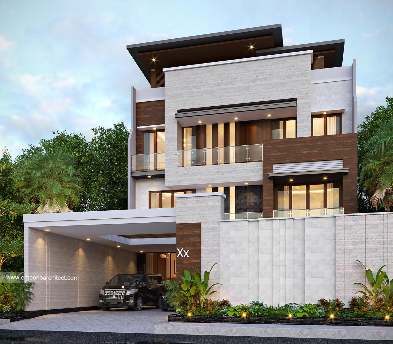Desain Tampak Depan Dengan Pagar Rumah Modern 3 Lantai Bapak Rito di ...