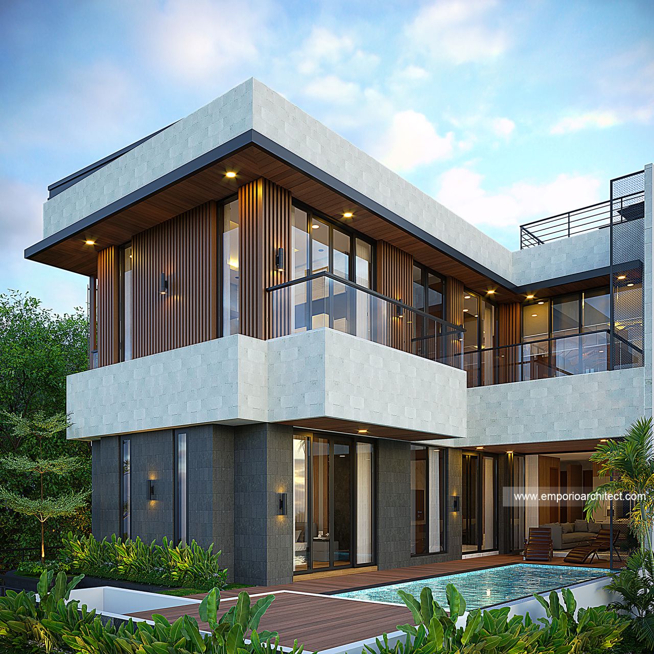 Desain Tampak Belakang Rumah Modern 3 Lantai Ibu RN di Bandung 46936 ...