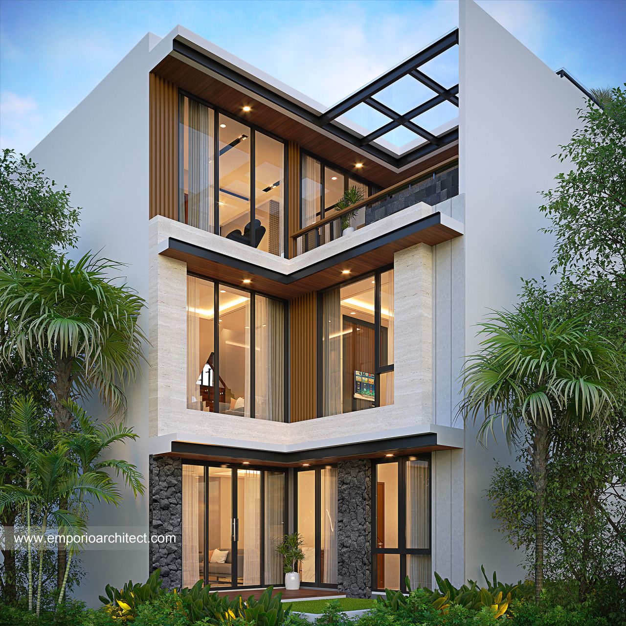 Desain Tampak Belakang Rumah Modern 3 Lantai Bapak RDY II di Jakarta ...