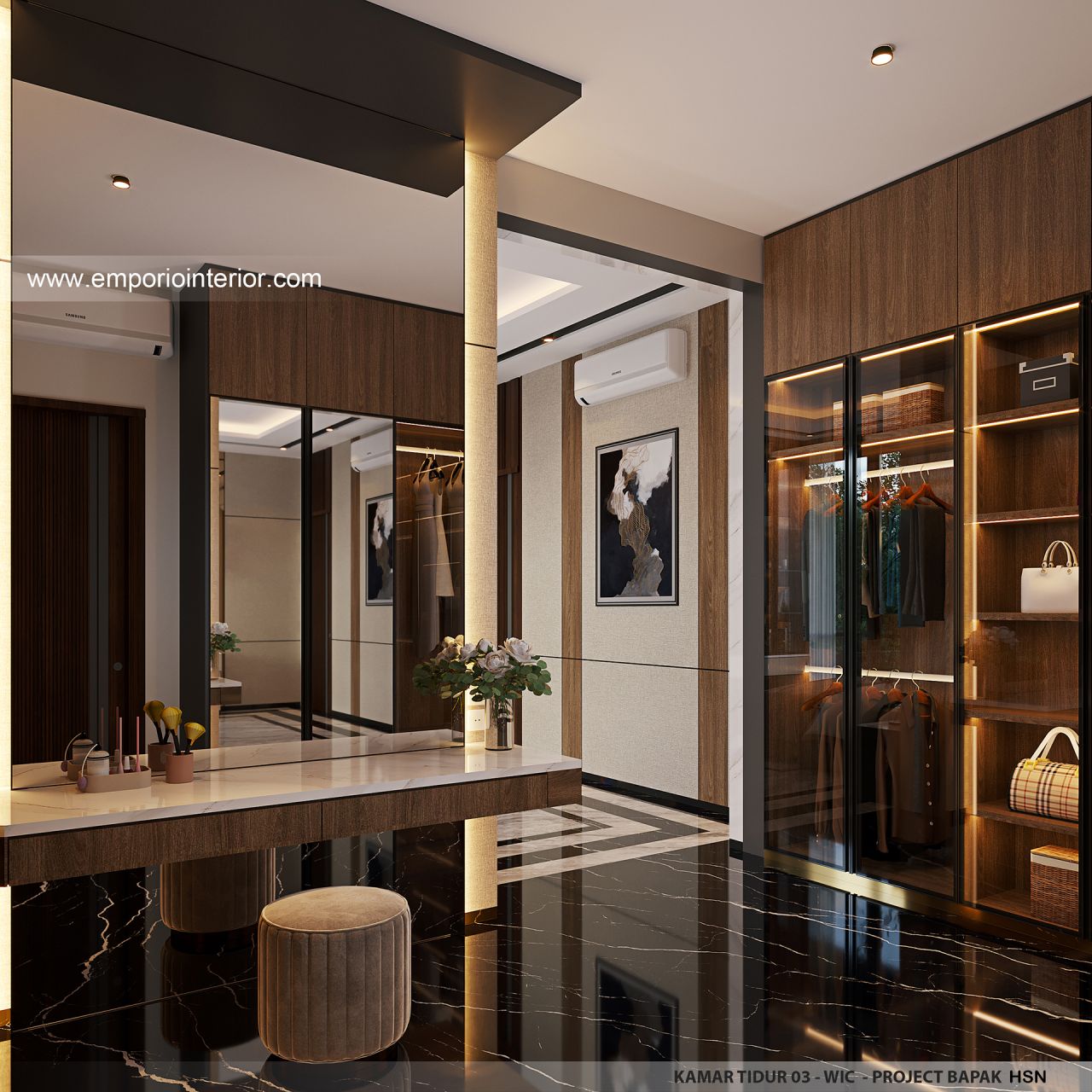 Desain WIC Kamar Tidur 3 Rumah Modern 3 Lantai Bapak HSN di BSD ...