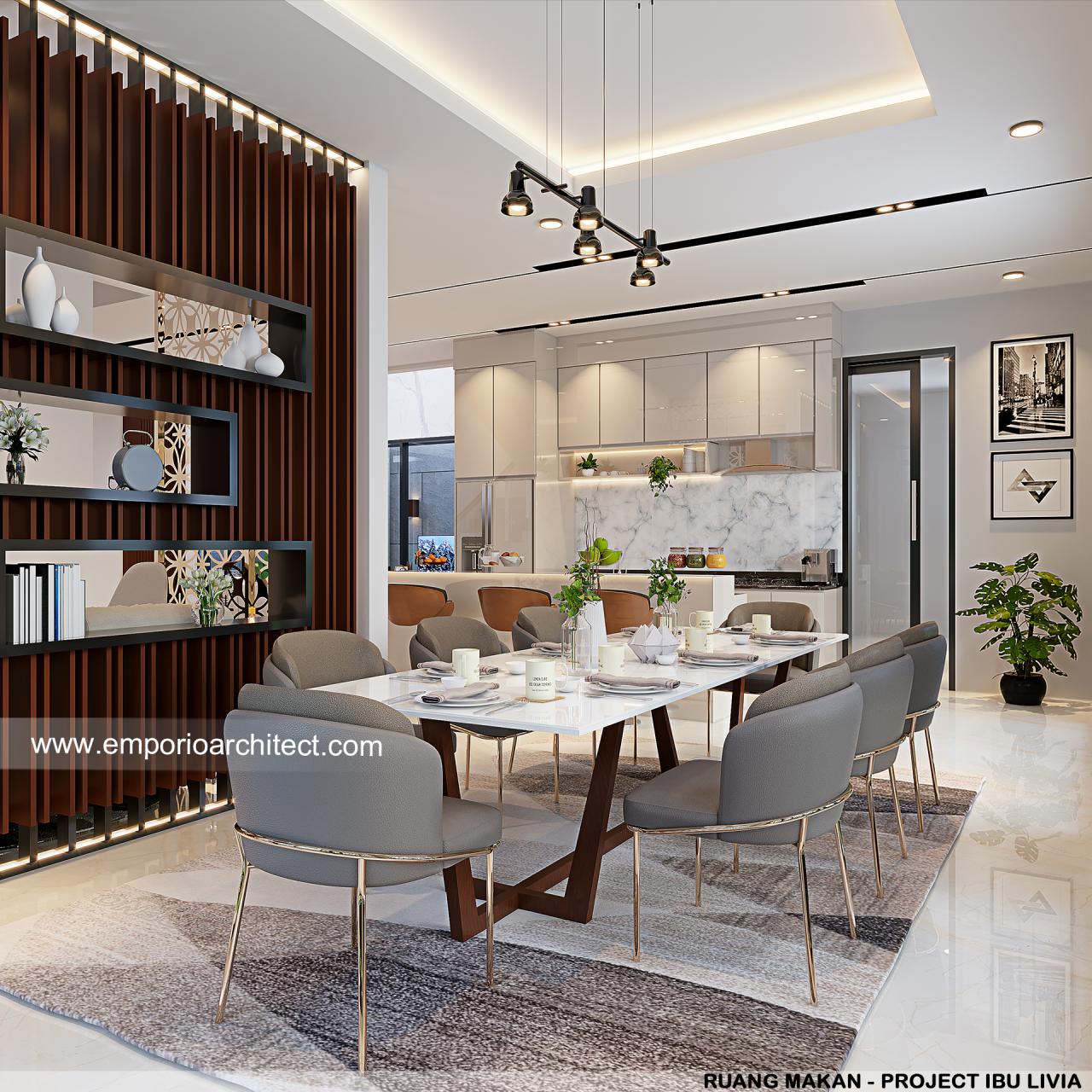 Desain Ruang Makan Rumah Modern 3 Lantai Ibu LVA di Alam Sutera Palmyra ...