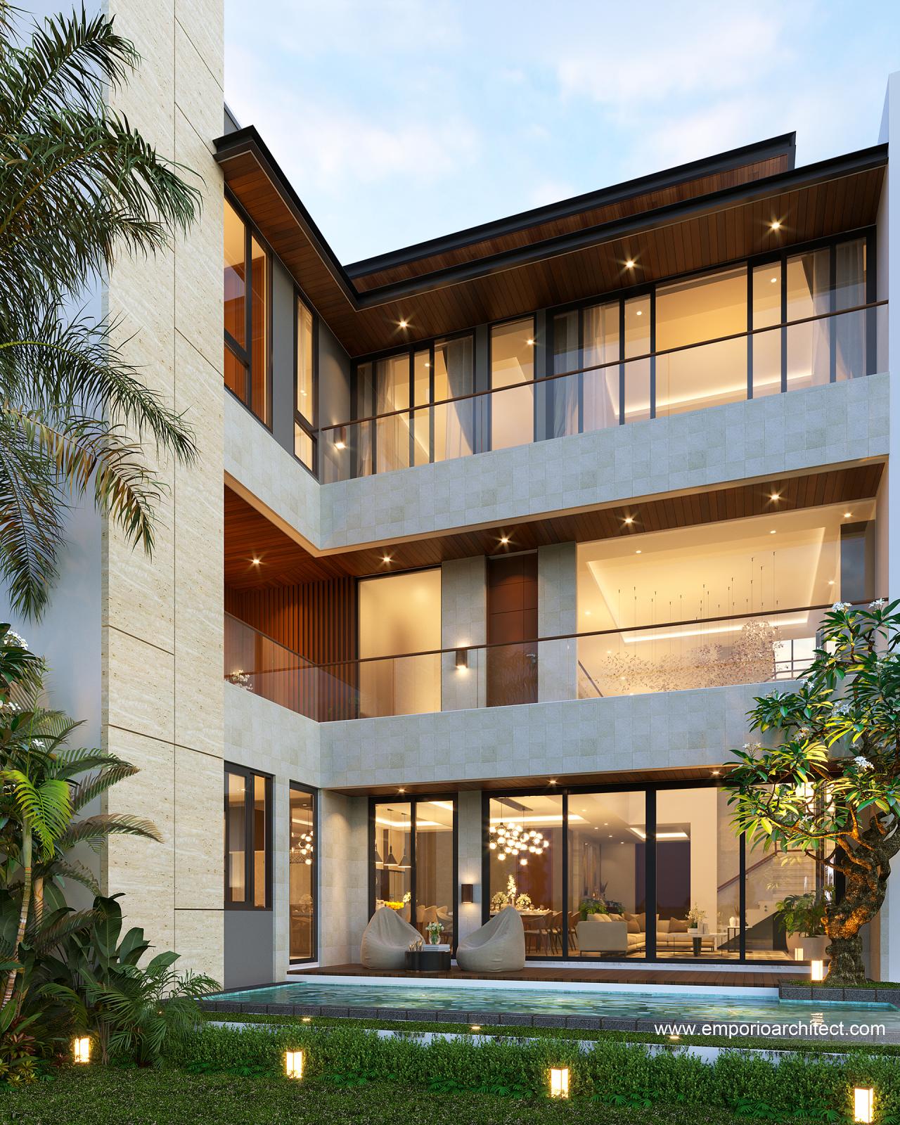 Desain Tampak Belakang Rumah Modern 3 Lantai Bapak RCK di Kelapa Gading ...