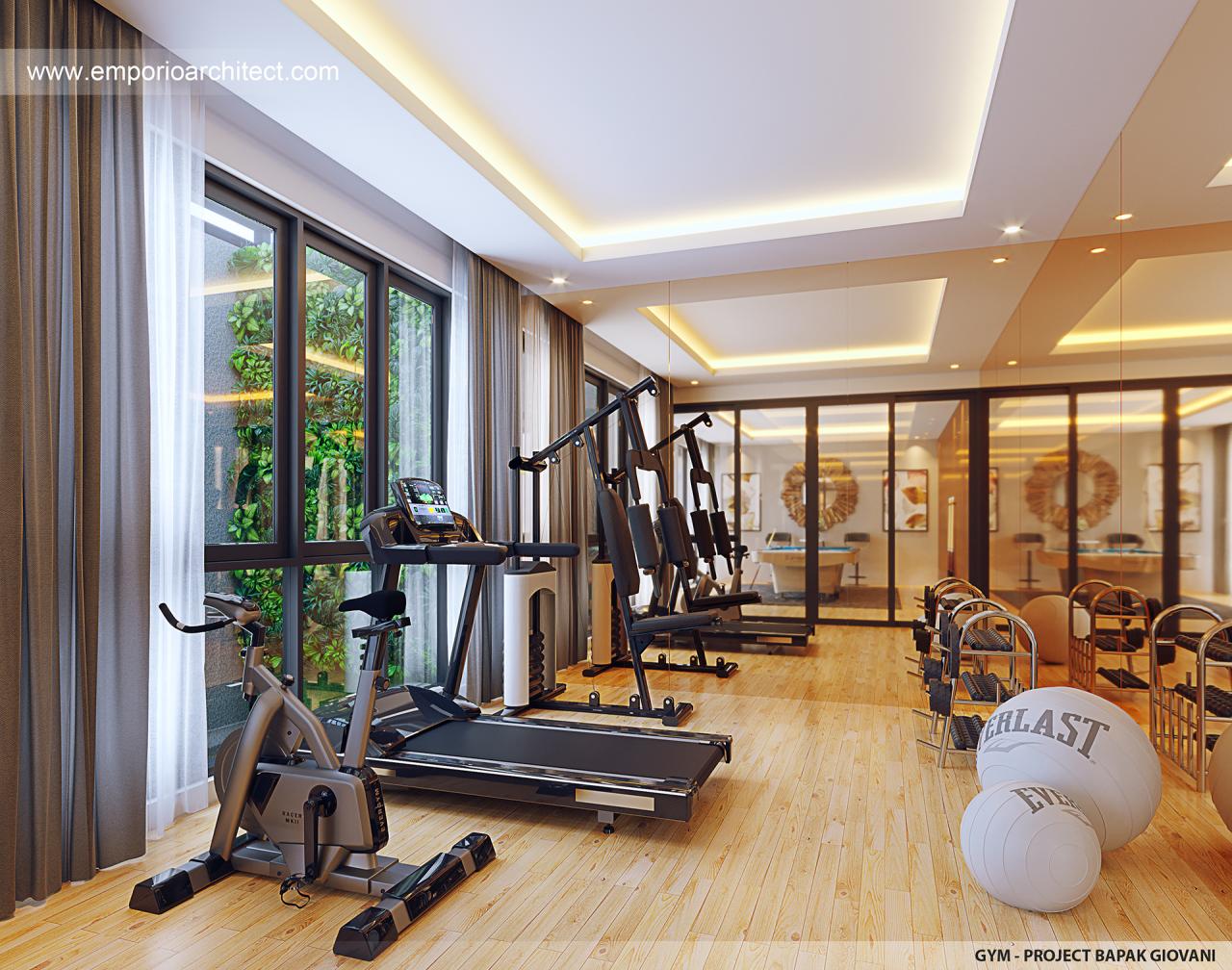Desain Area Gym Rumah Modern 3 Lantai Bapak GVN di Jakarta 25369 ...
