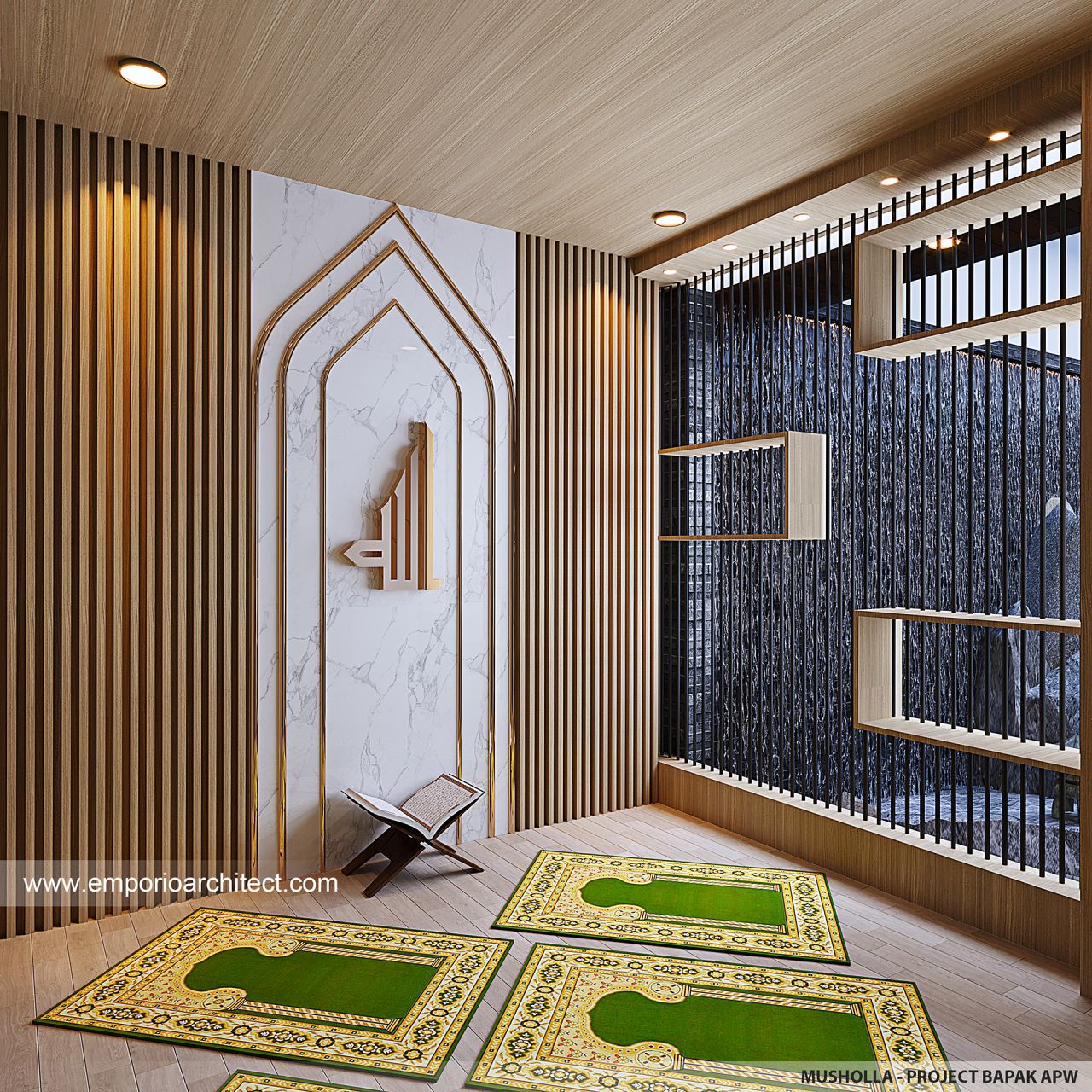 Desain Mushola Rumah Modern 3 Lantai Bapak APW di Cibubur, Jakarta ...