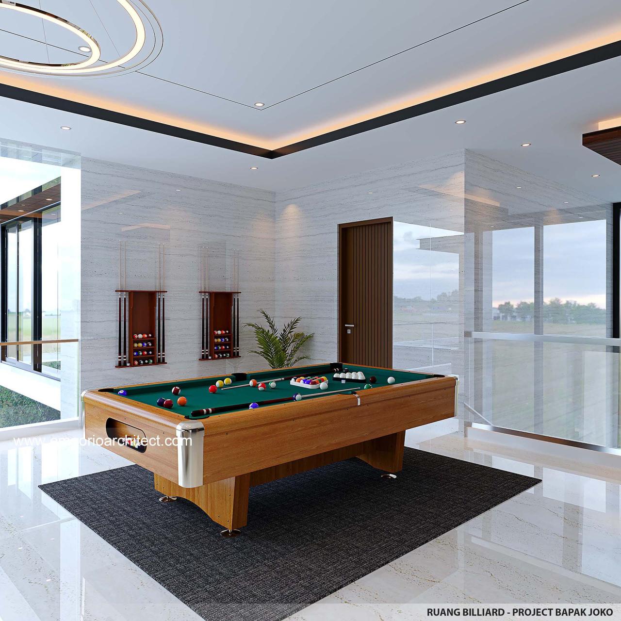Desain Ruang Billiard Rumah Modern 3 Lantai Bapak JKO di Sentul, Bogor ...
