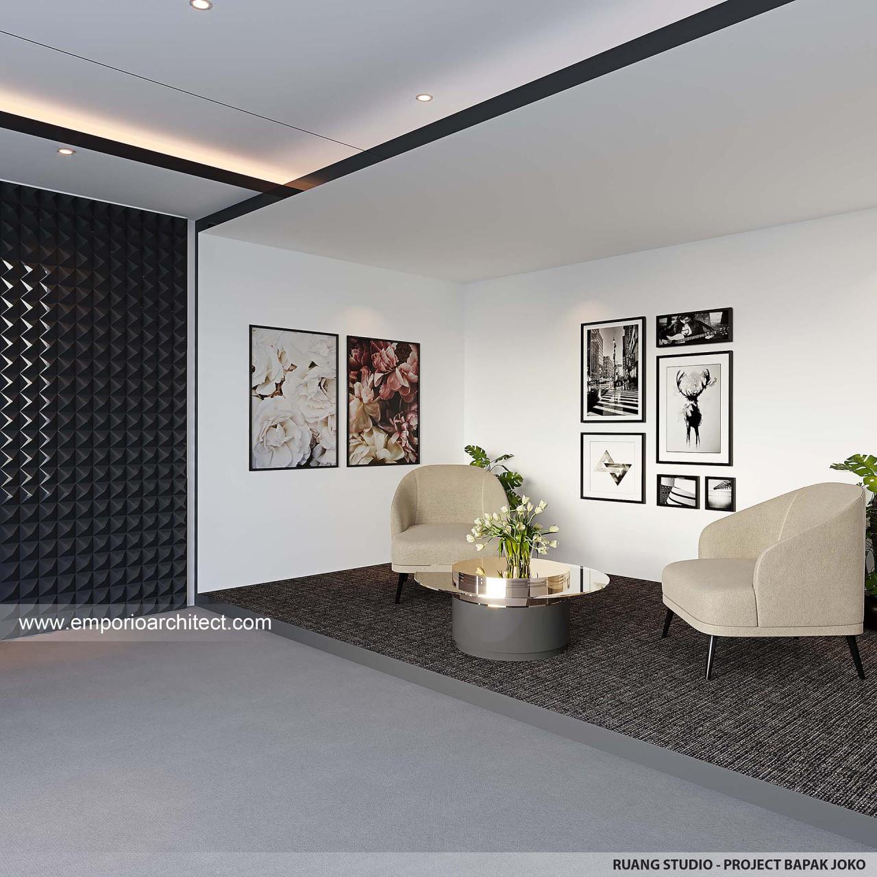 Desain Ruang Studio Rumah Modern 3 Lantai Bapak JKO di Sentul, Bogor ...