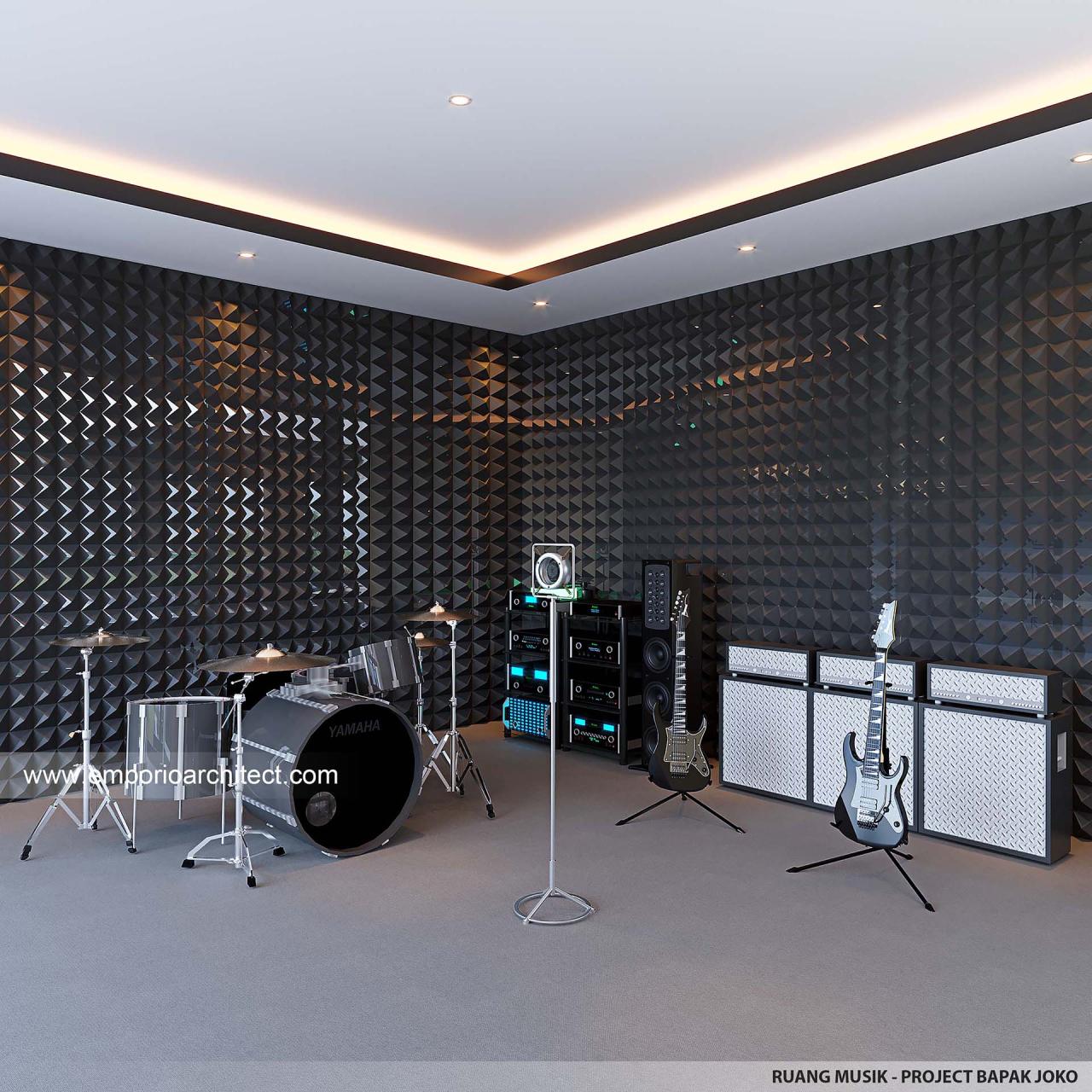 Desain Ruang Musik Rumah Modern 3 Lantai Bapak JKO di Sentul, Bogor ...