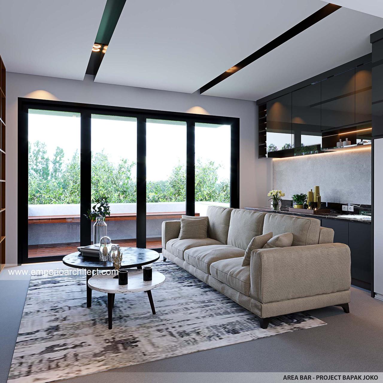 Desain Area Bar Rumah Modern 3 Lantai Bapak JKO di Sentul, Bogor 29139 ...