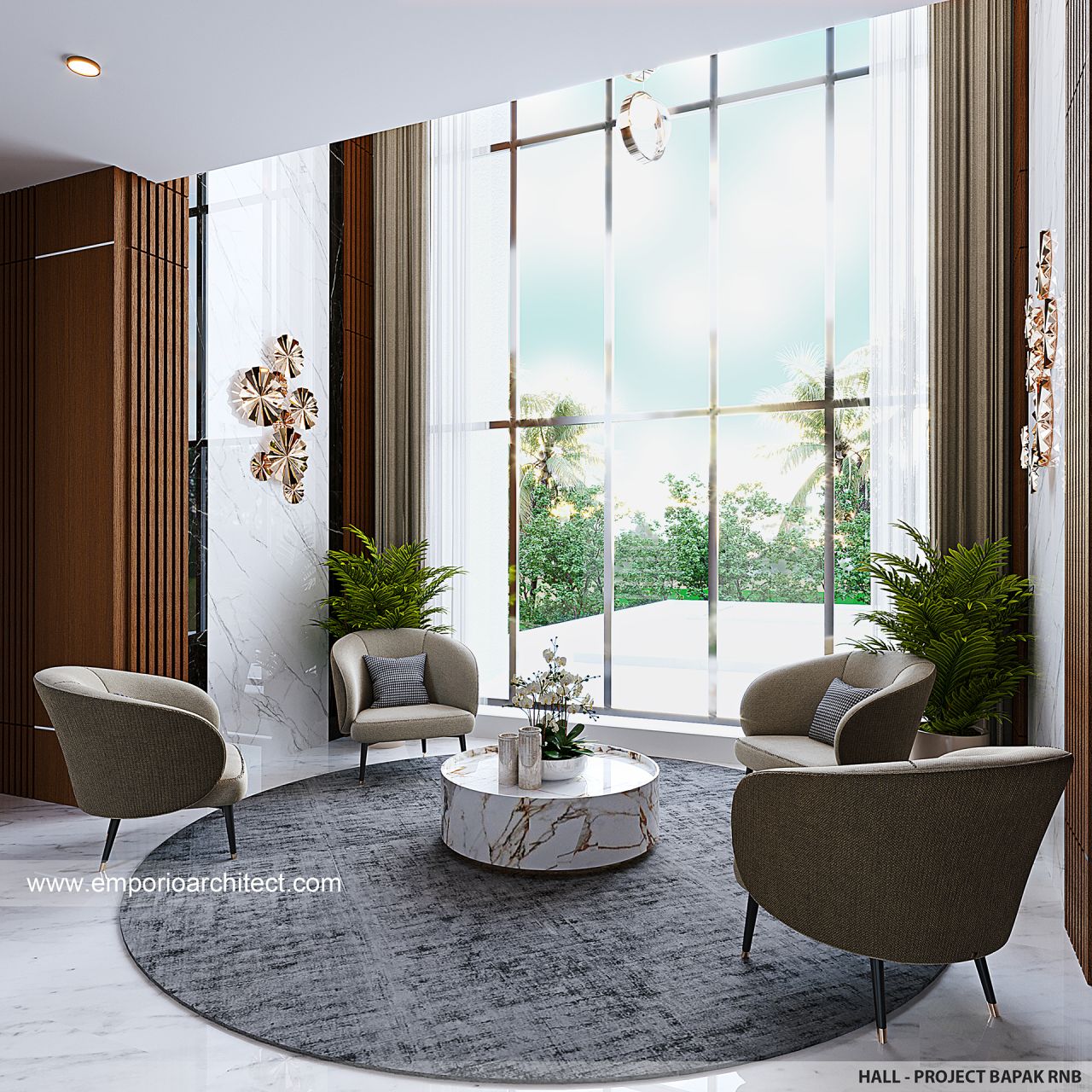 Desain Hall Rumah Modern 3 Lantai Bapak RNB di Bitung, Sulawesi Utara ...