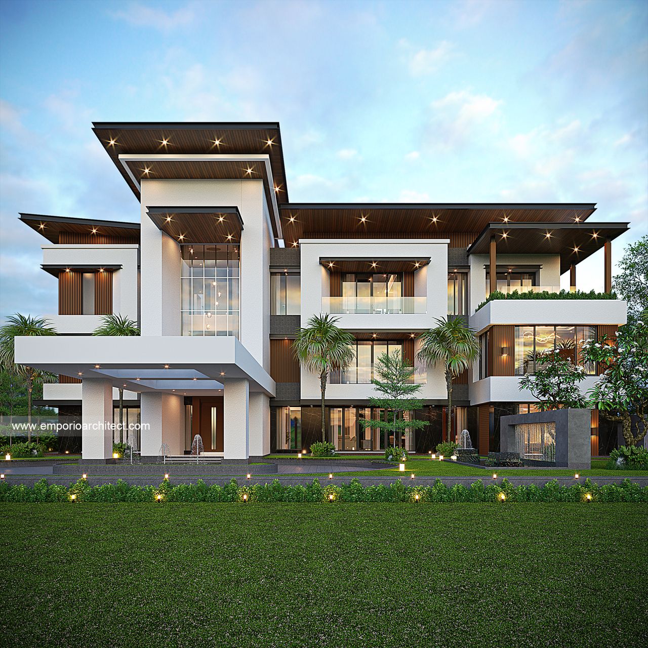 Desain Tampak Depan 3 Rumah Modern 3 Lantai Bapak RNB di Bitung ...