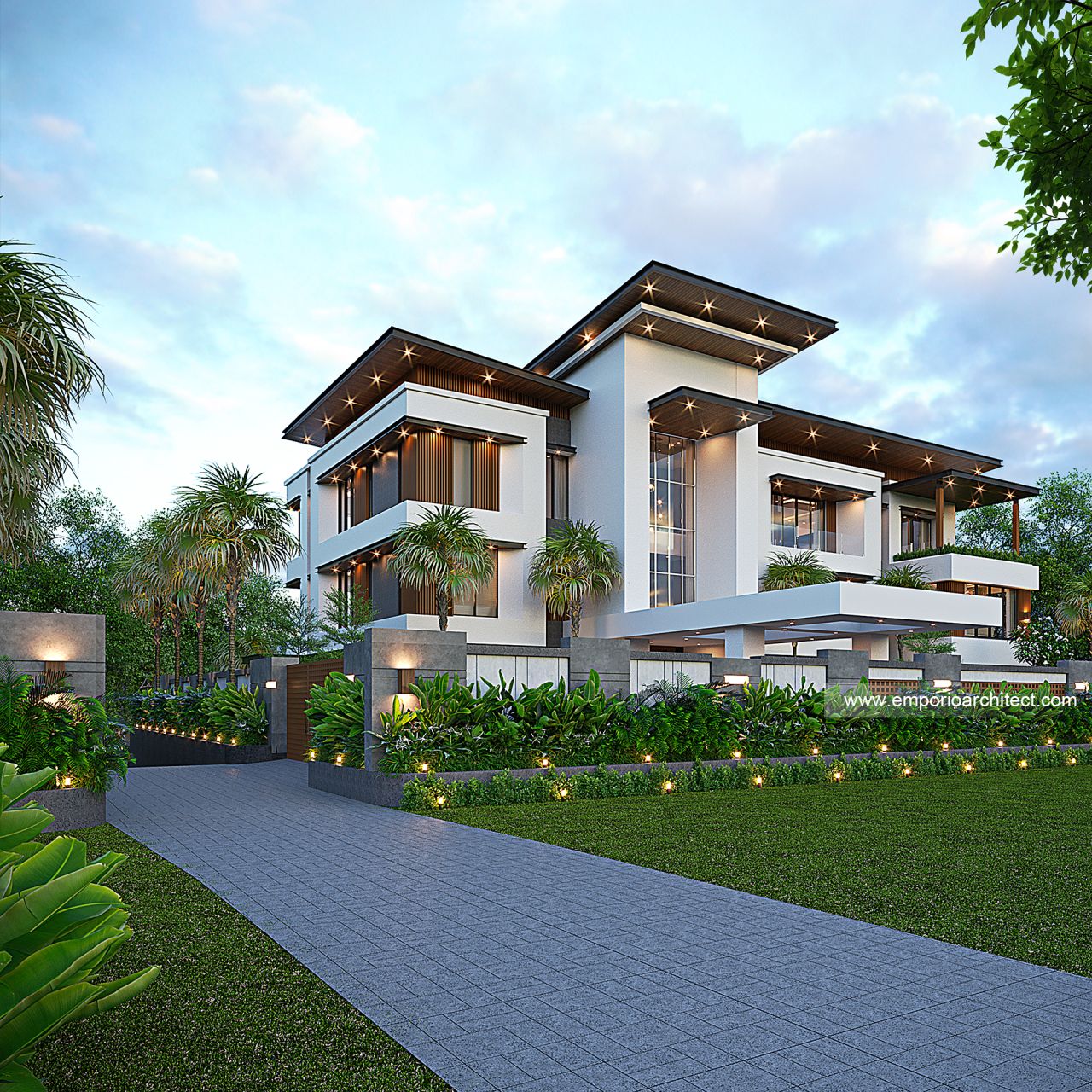 Desain Tampak Depan Dengan Pagar Rumah Modern 3 Lantai Bapak RNB di ...