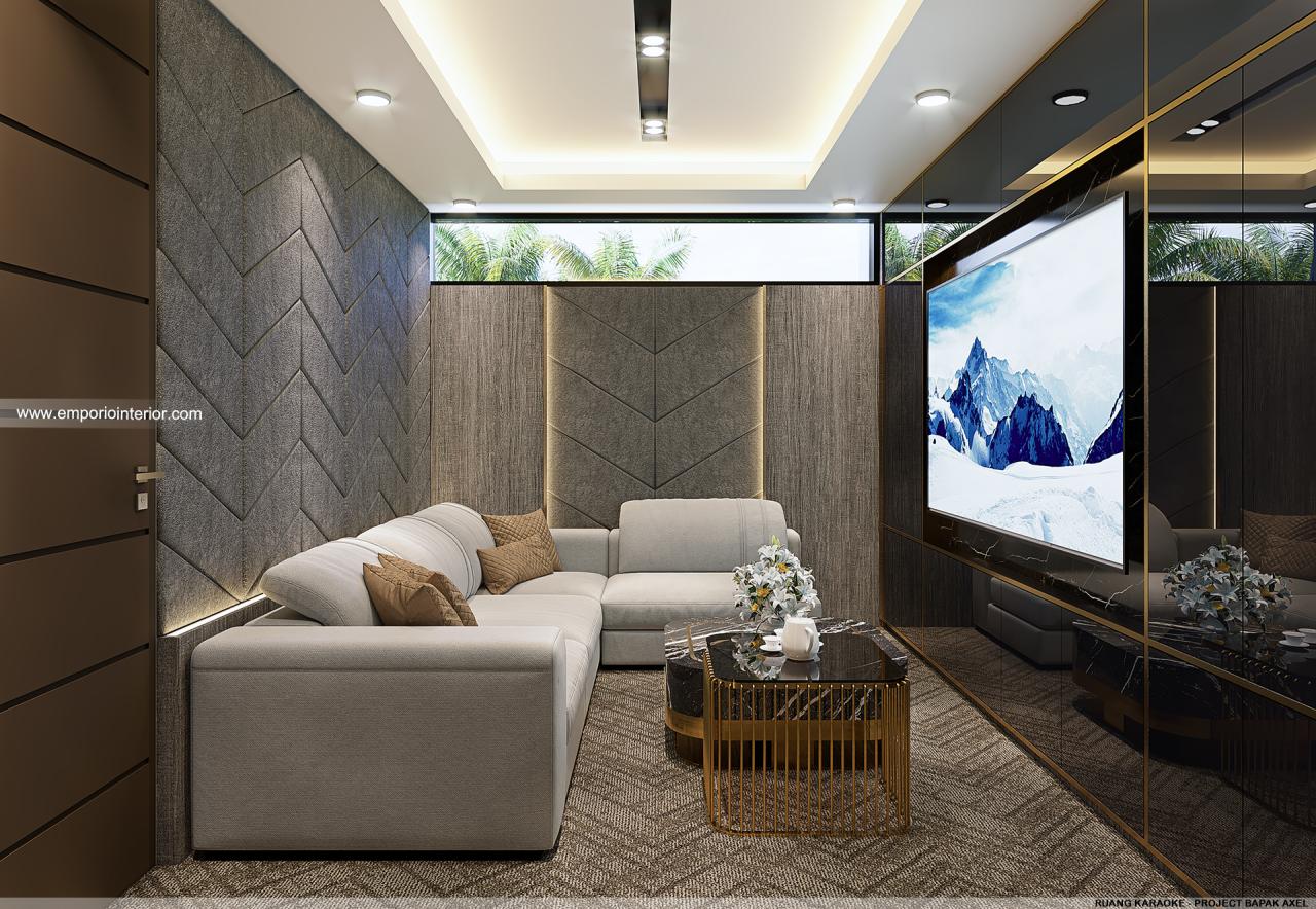 Desain Ruang Karaoke Rumah Modern 3 Lantai Bapak Axel di Palembang ...