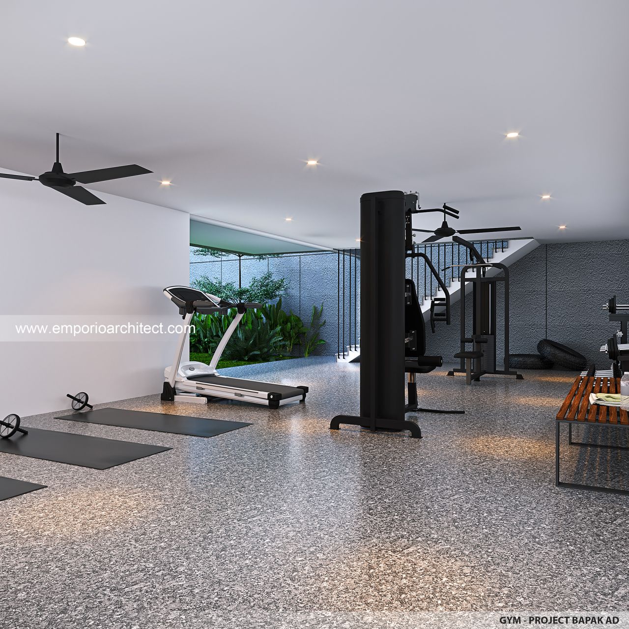 Desain Ruang Gym Rumah Modern 3 Lantai Bapak AD di Pondok Indah ...