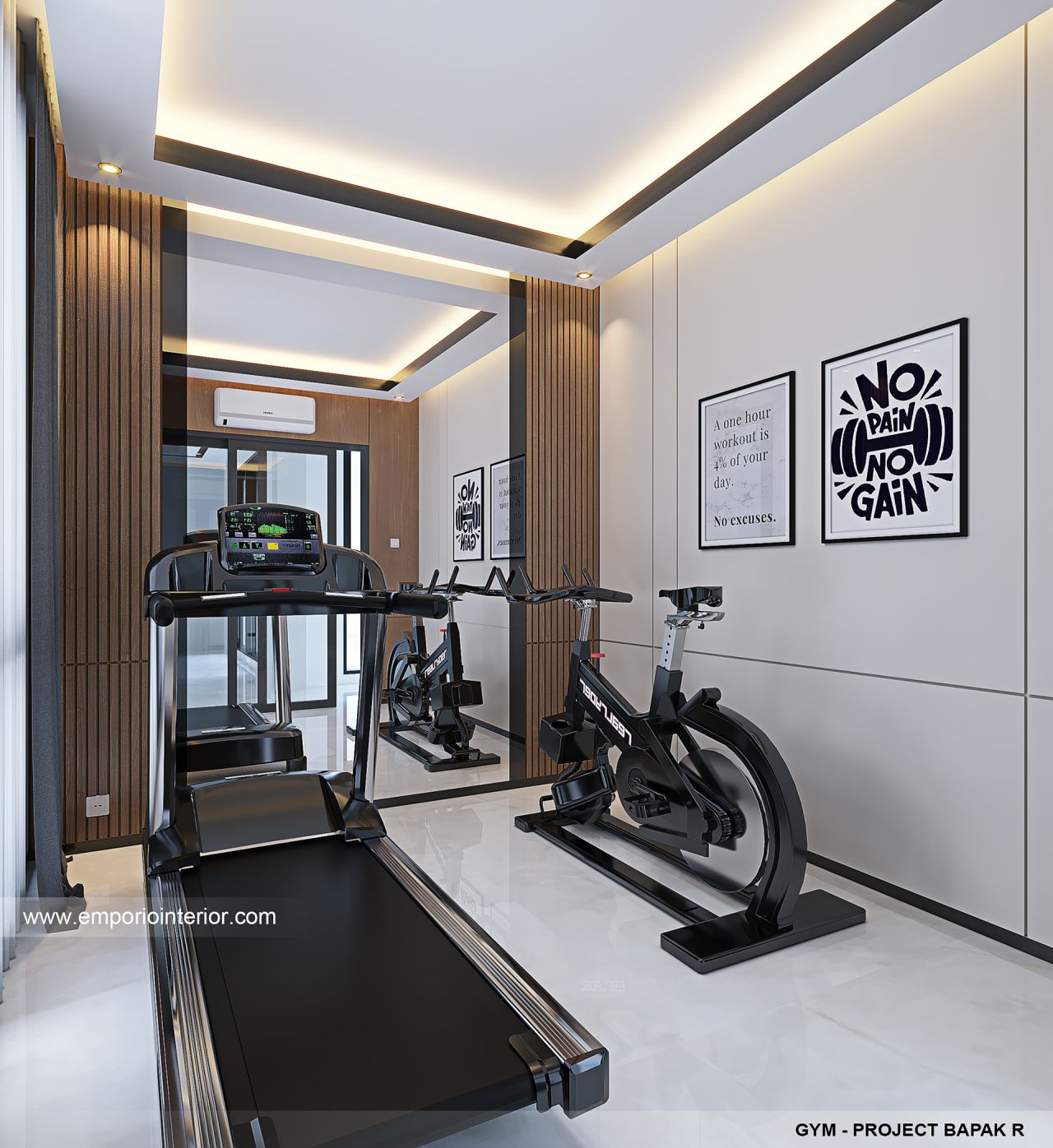 Desain Area Gym Rumah Modern 3 Lantai Bapak R di Cinere, Depok 45289 ...