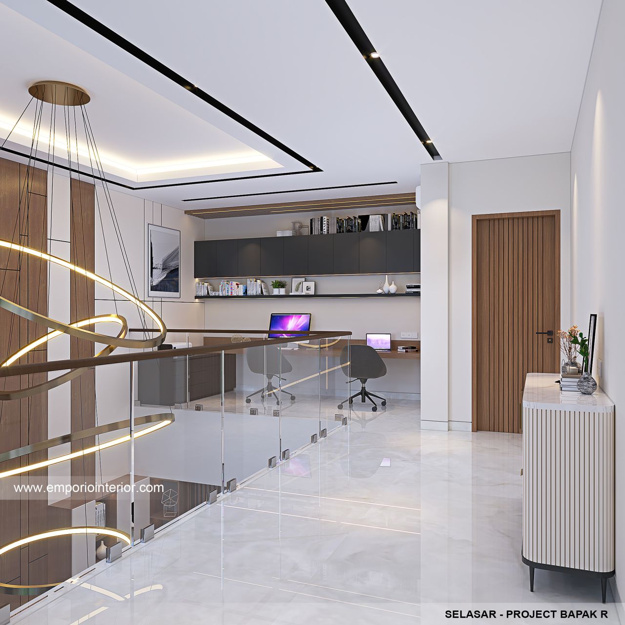 Desain Selasar Rumah Modern 3 Lantai Bapak R di Cinere, Depok 45271 ...