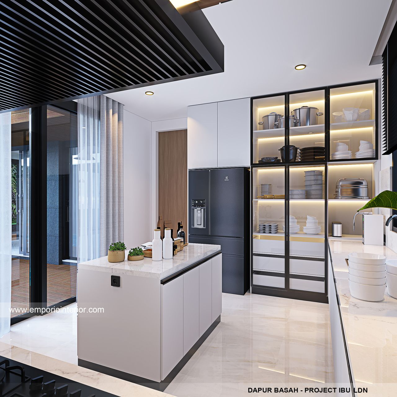 Desain Dapur Basah Rumah Modern 3 Lantai Ibu LDN di Cirebon, Jawa Barat ...