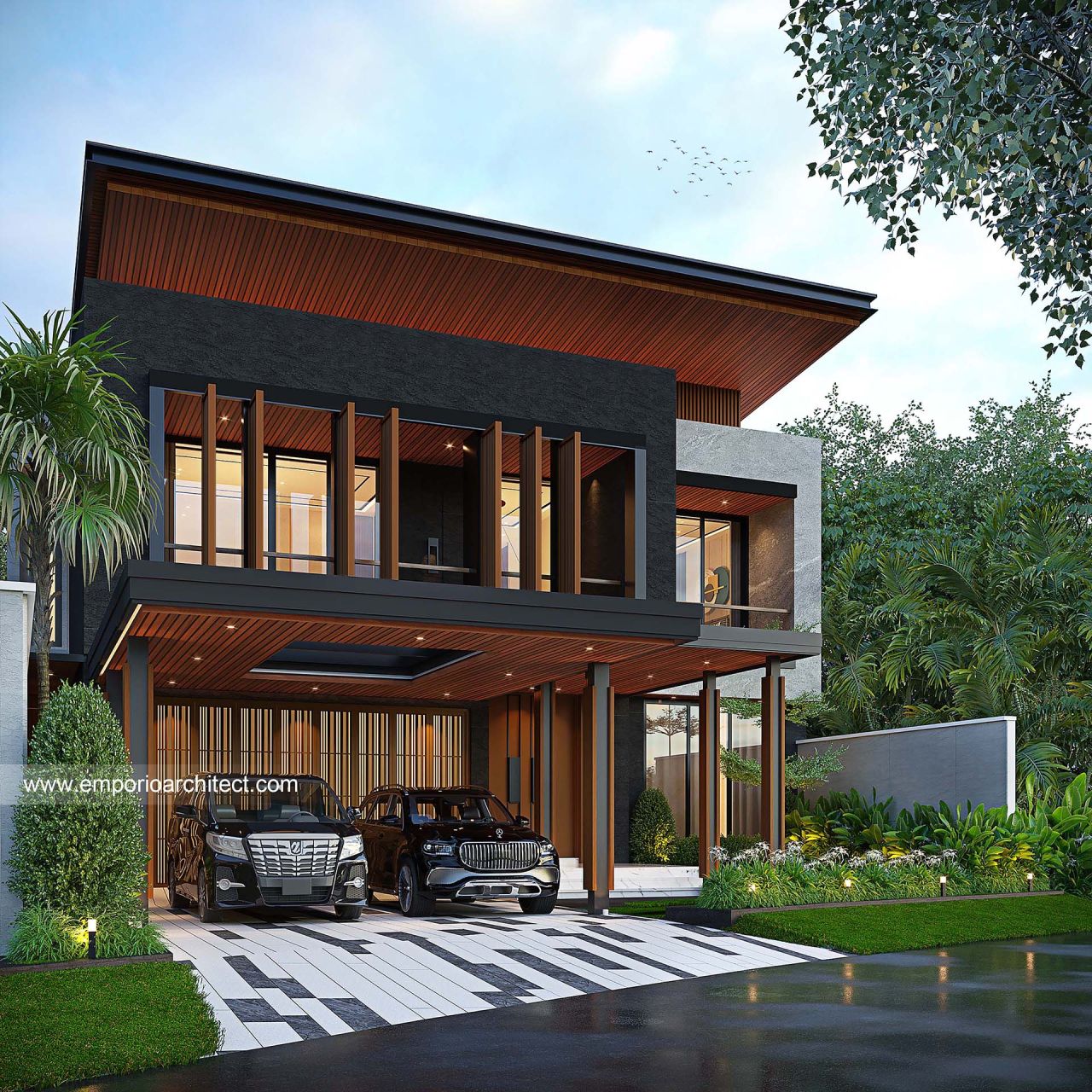 Desain Tampak Depan 2 Rumah Modern 3 Lantai Bapak BNT di Bandung 37371 ...
