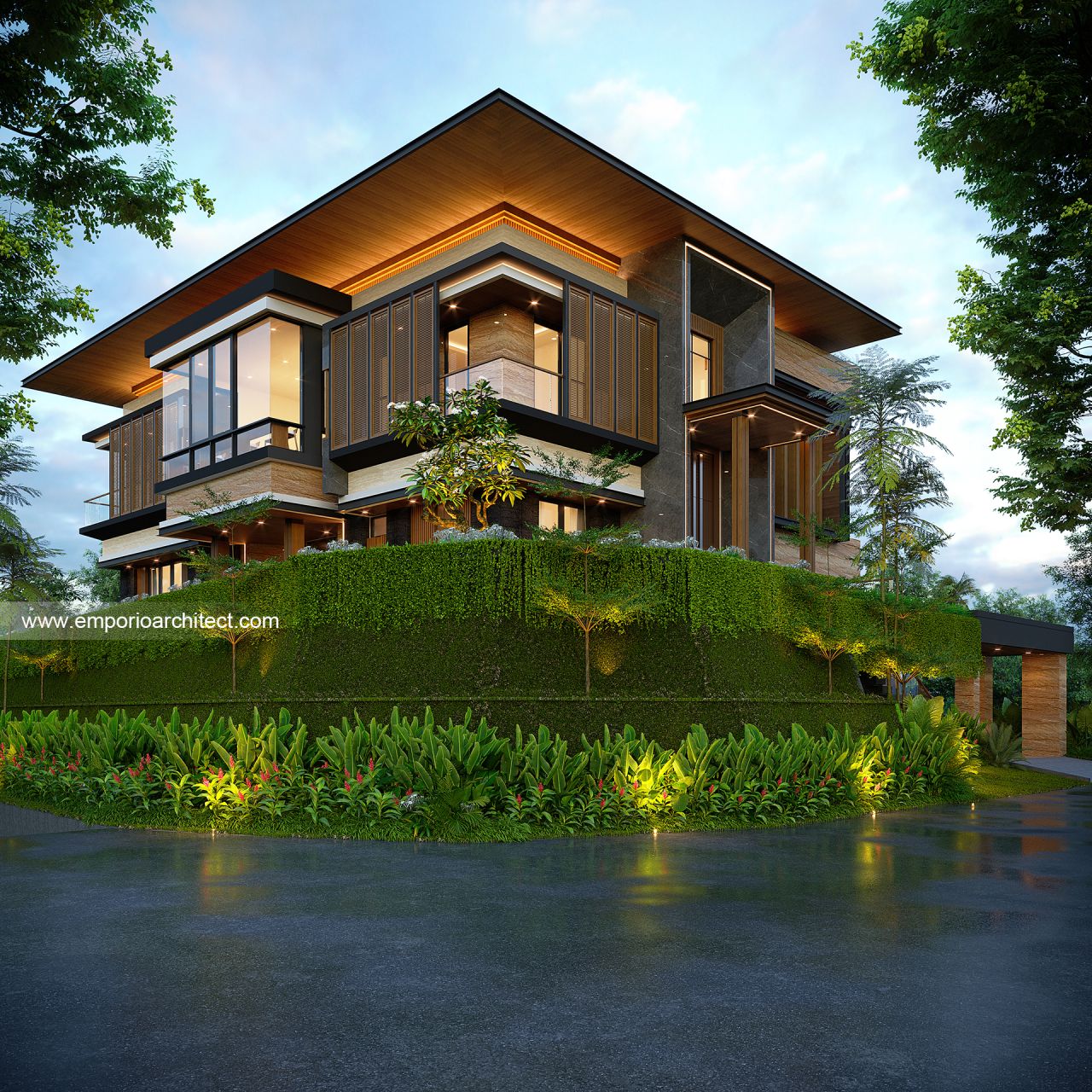 Desain Tampak Hook Rumah Modern 3 Lantai Ibu DB di Samarinda 50721 ...