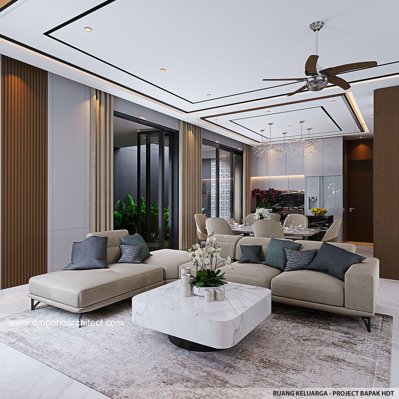 Desain Ruang Keluarga Rumah Modern 3 Lantai Bapak HDT di Semarang 43414 ...