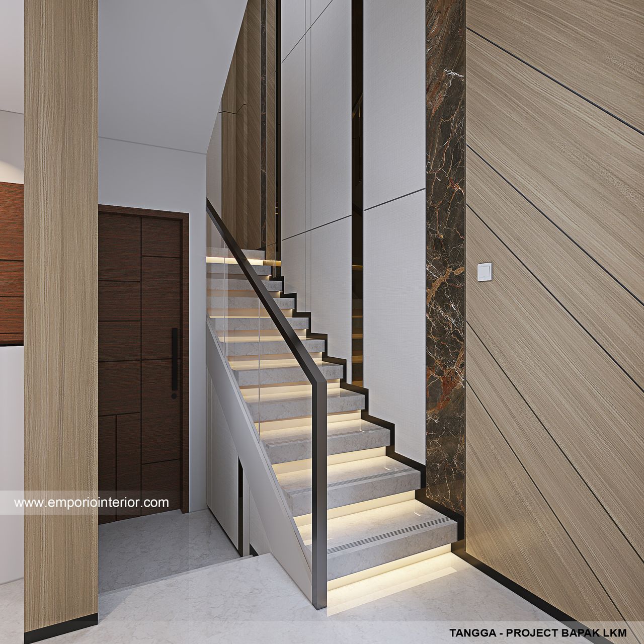 Desain Tangga Rumah Modern 3 Lantai Bapak LKM di Pasar Minggu, Jakarta ...