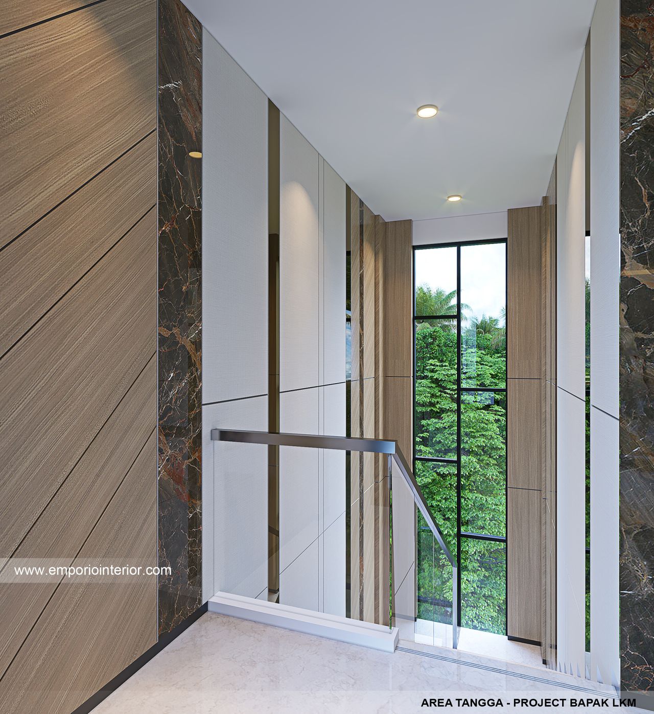 Desain Area Tangga Rumah Modern 3 Lantai Bapak LKM di Pasar Minggu ...