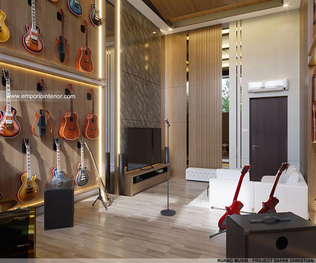 Desain Ruang Musik Rumah Modern 3 Lantai Bapak CHT di BSD, Tangerang ...