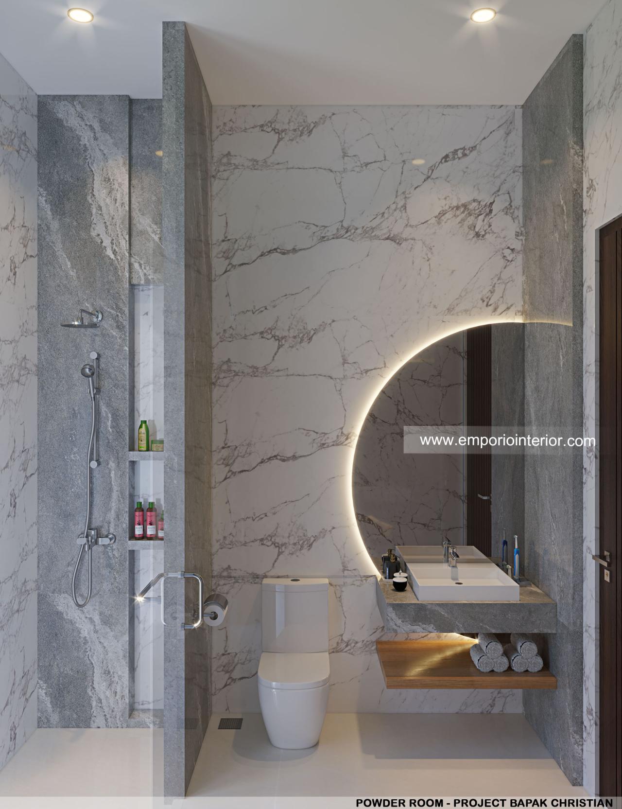 Desain Powder Room Rumah Modern 3 Lantai Bapak CHT di BSD, Tangerang ...