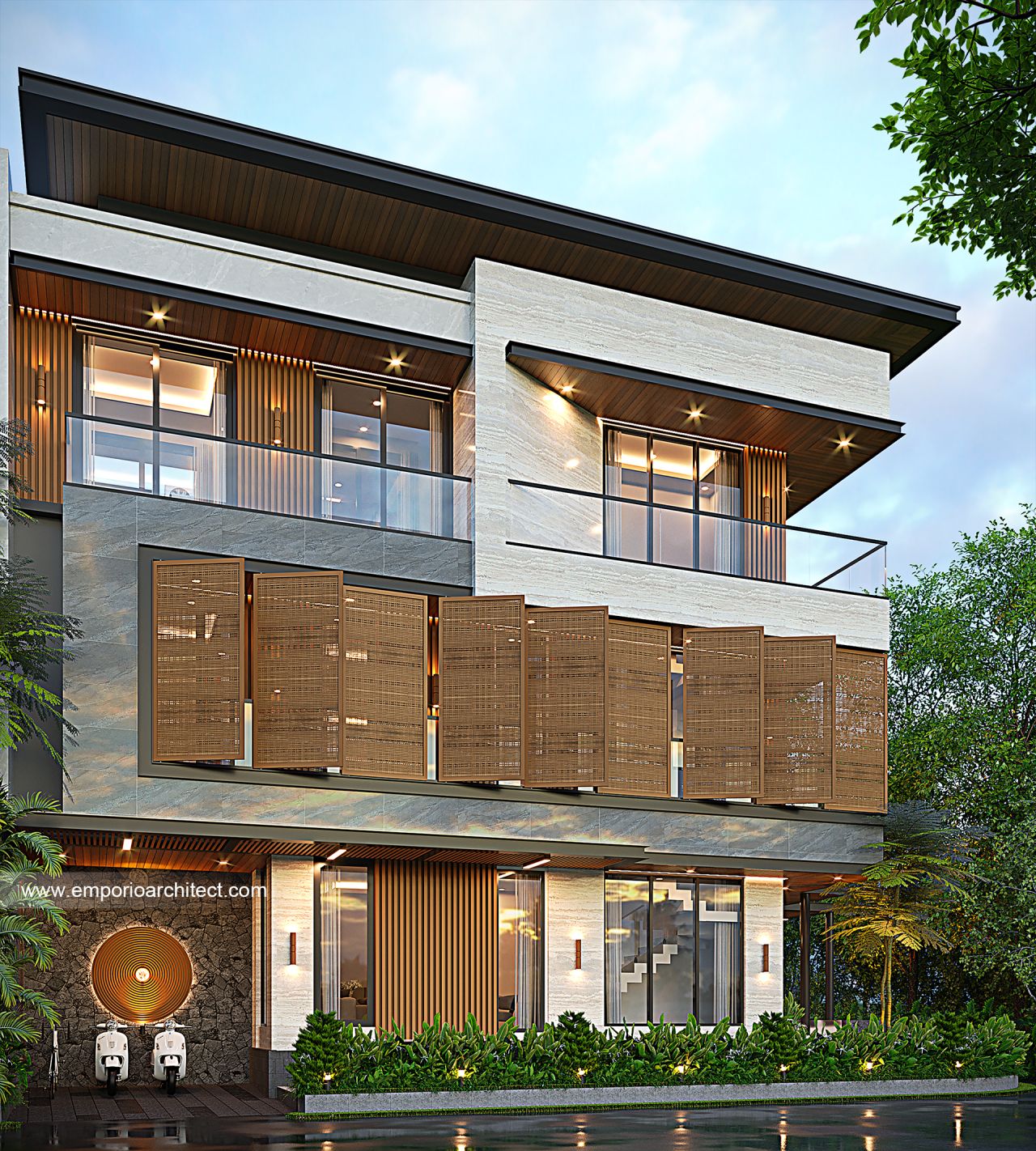 Mr. HRS Modern House 3 Floors Design - Medan 45595 - Modern House Facade