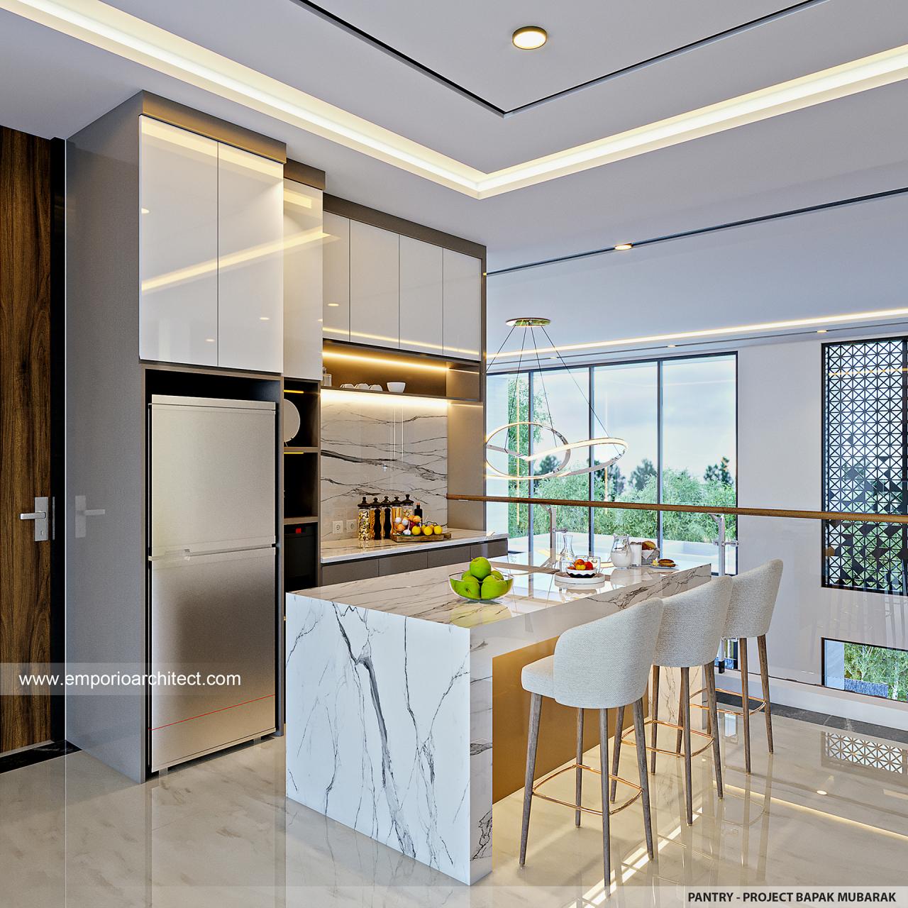 Desain Pantry Rumah Modern 3 Lantai Bapak MBK di Cibubur, Jakarta Timur ...