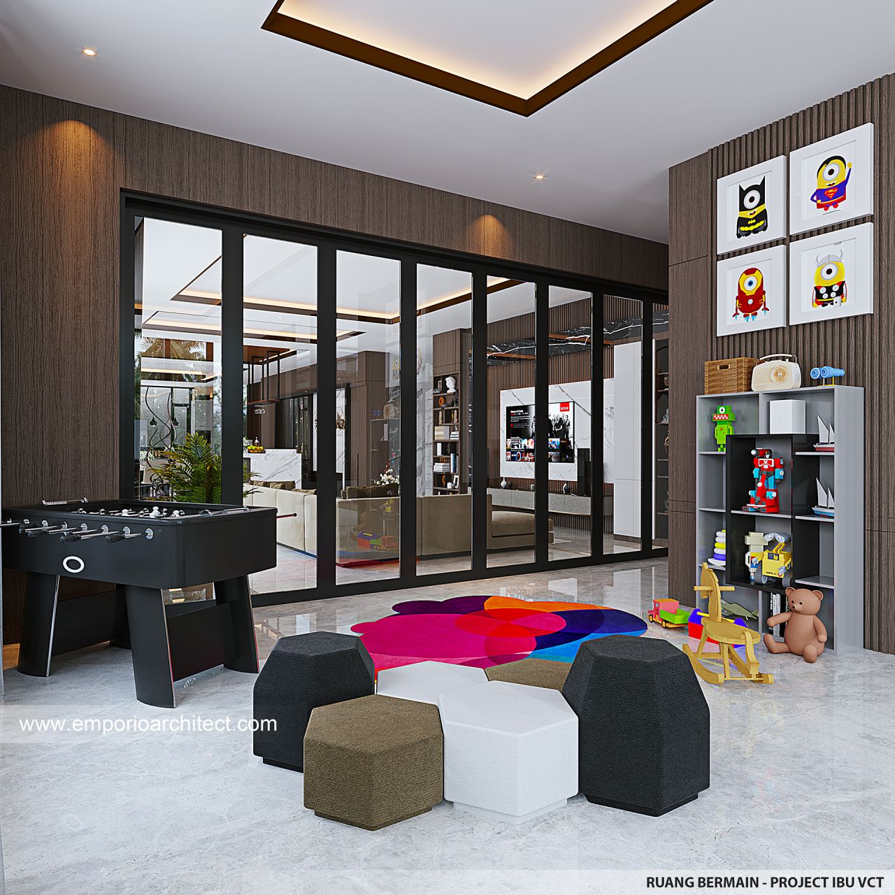 Desain Ruang Bermain Rumah Modern 3 Lantai Ibu VCT di Cibubur, Jakarta ...