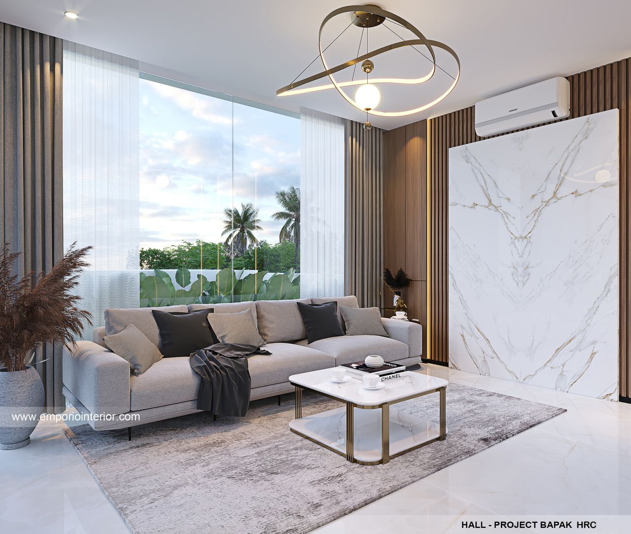 Desain Hall Rumah Modern 3 Lantai Bapak HRC di Jakarta 42276 - Desain ...