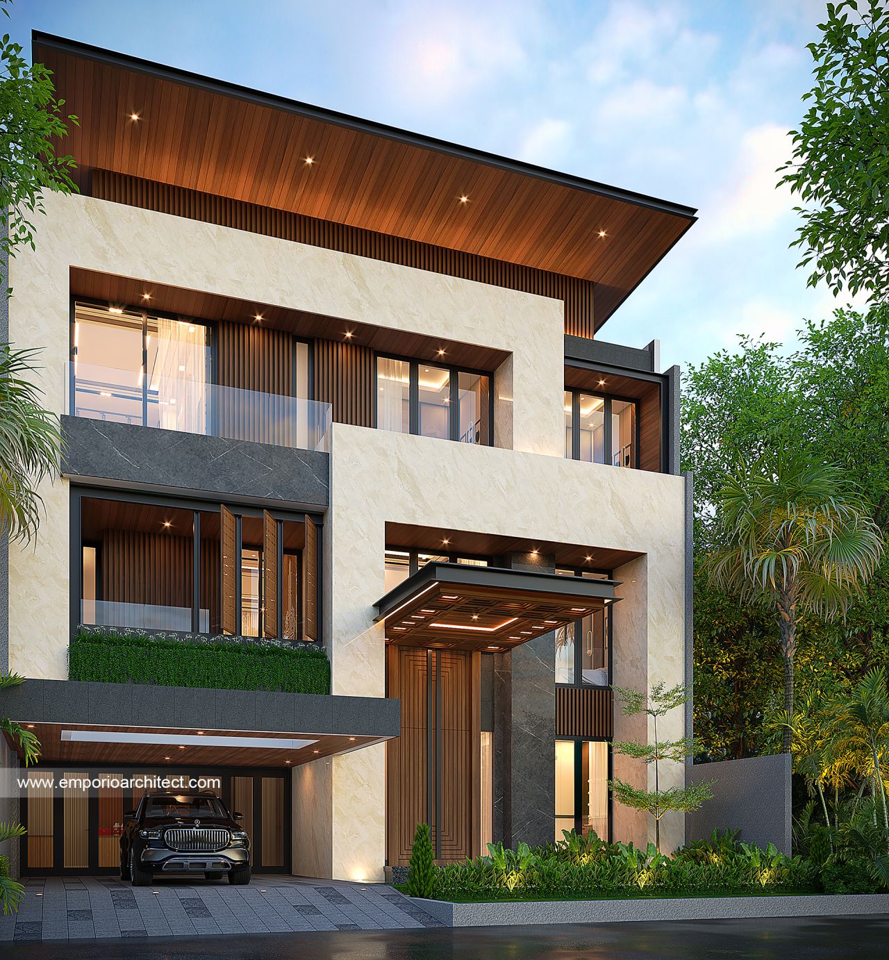 Desain Tampak Depan 2 Rumah Modern 3 Lantai Bapak RZ di Cipinang ...