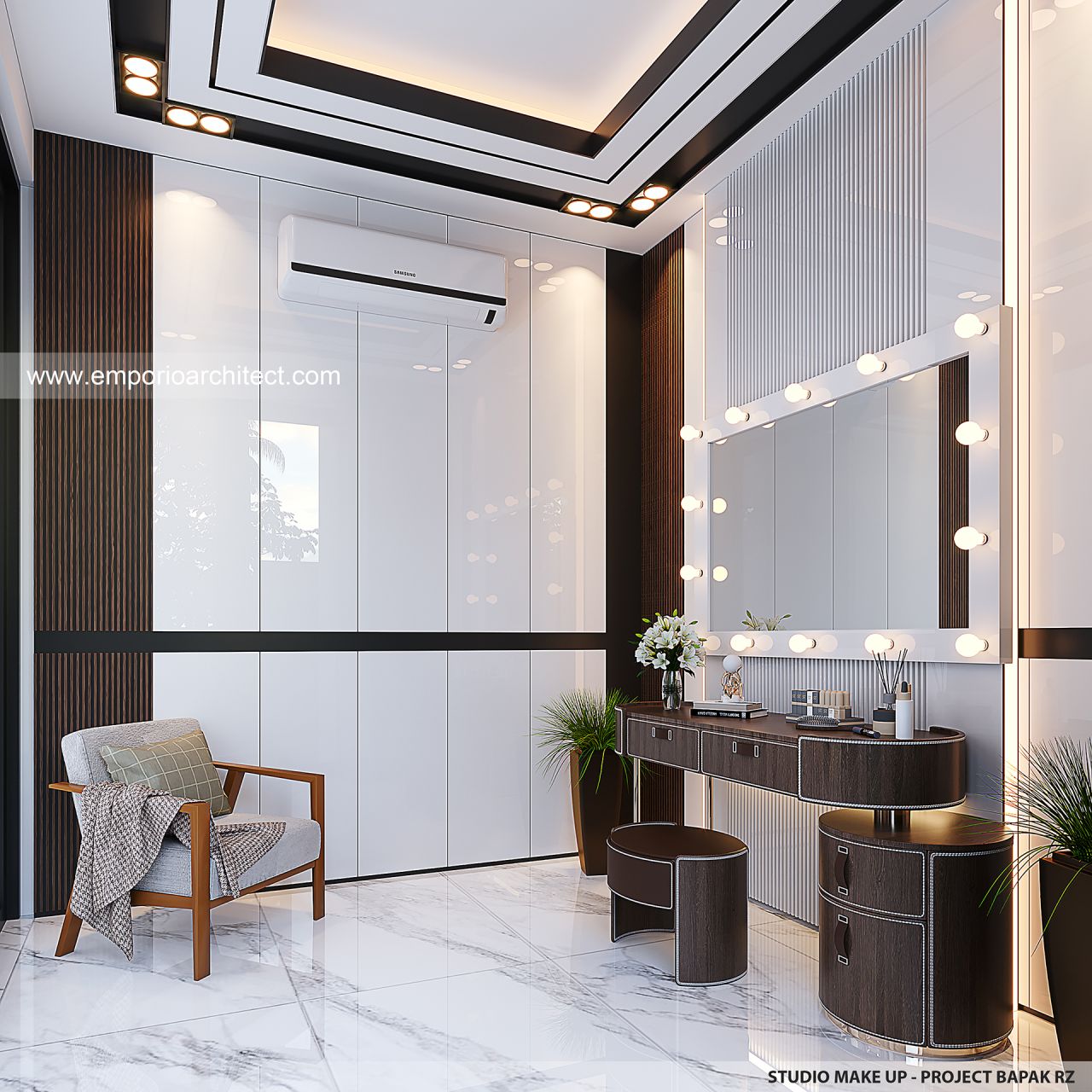 Desain Studio Make Up Rumah Modern 3 Lantai Bapak RZ di Cipinang ...