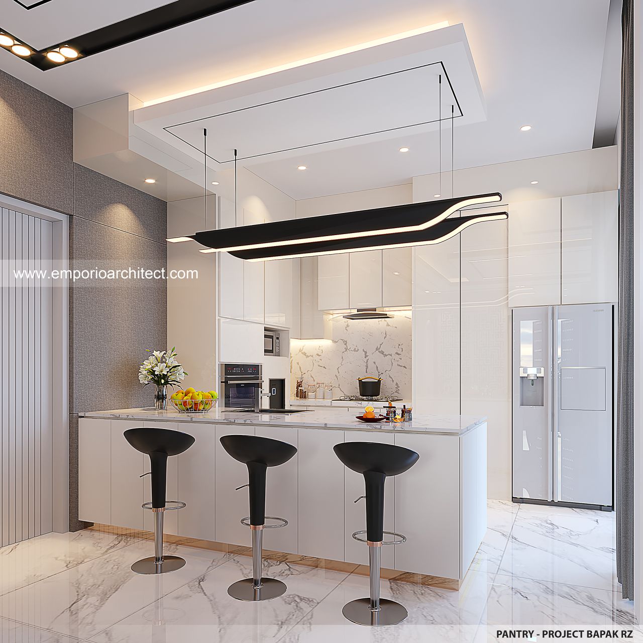 Desain Pantry Rumah Modern 3 Lantai Bapak RZ di Cipinang, Jakarta Timur ...