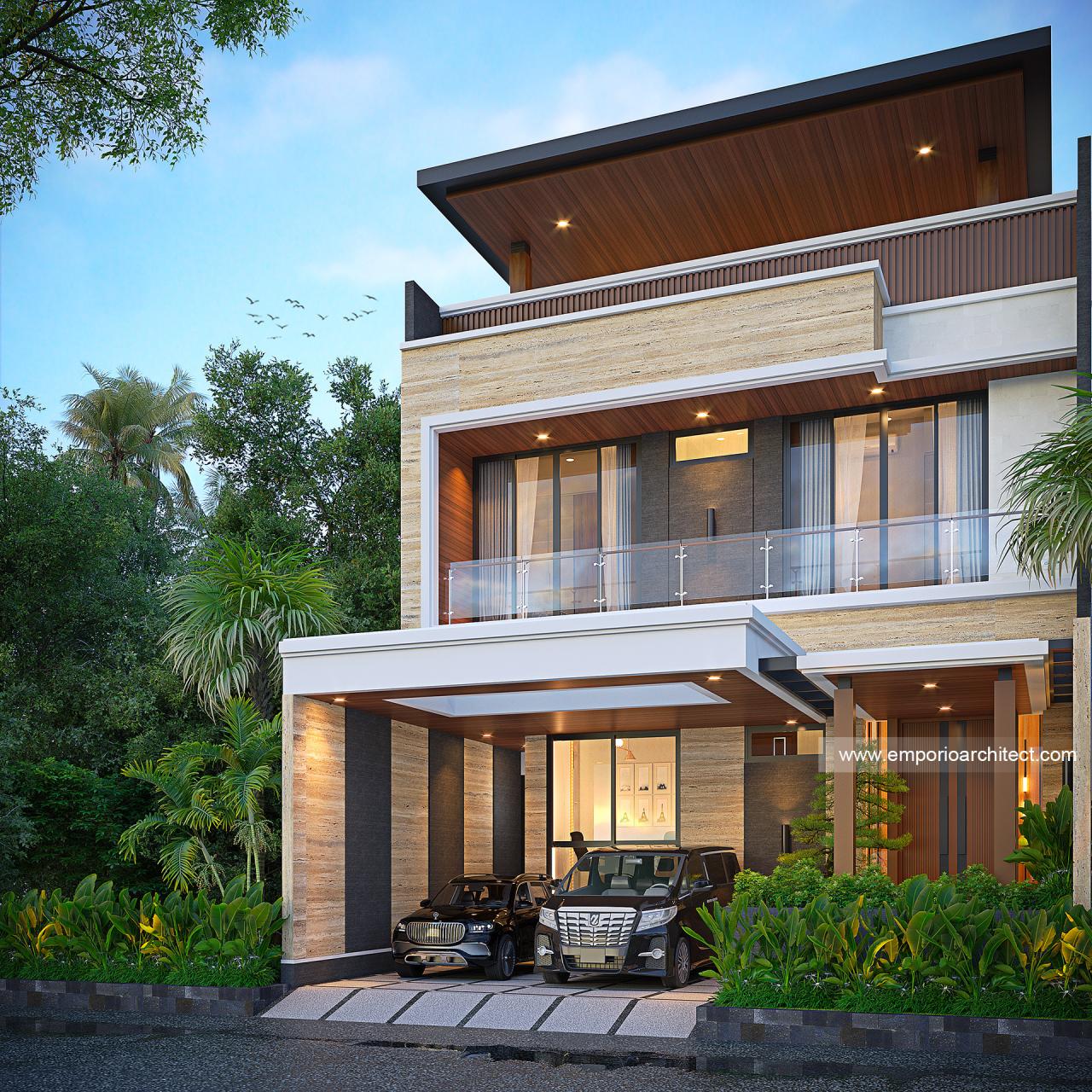 Desain Tampak Depan 2 Rumah Modern 3 Lantai Bapak FRR di Jakarta Utara ...