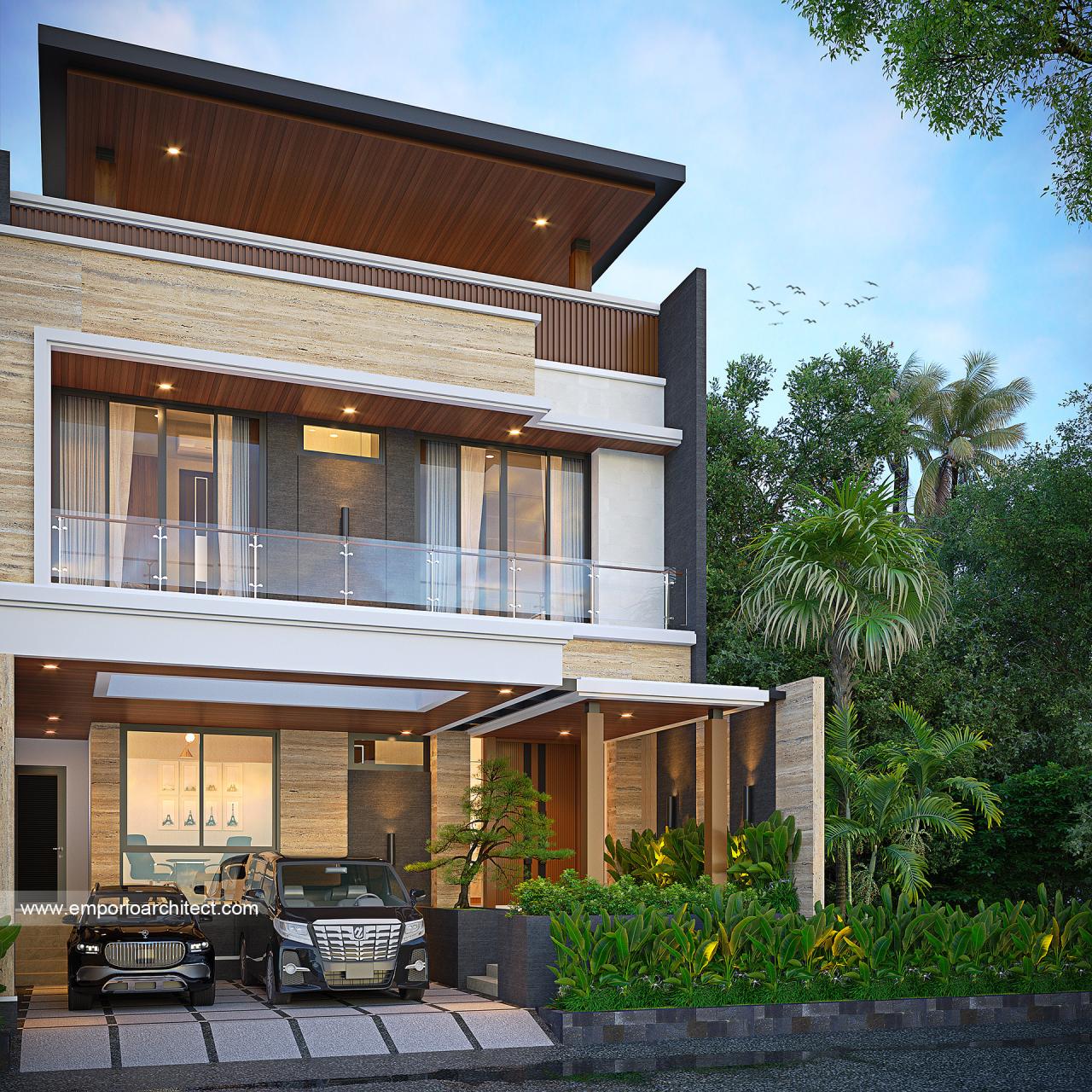 Desain Tampak Depan 3 Rumah Modern 3 Lantai Bapak FRR di Jakarta Utara ...