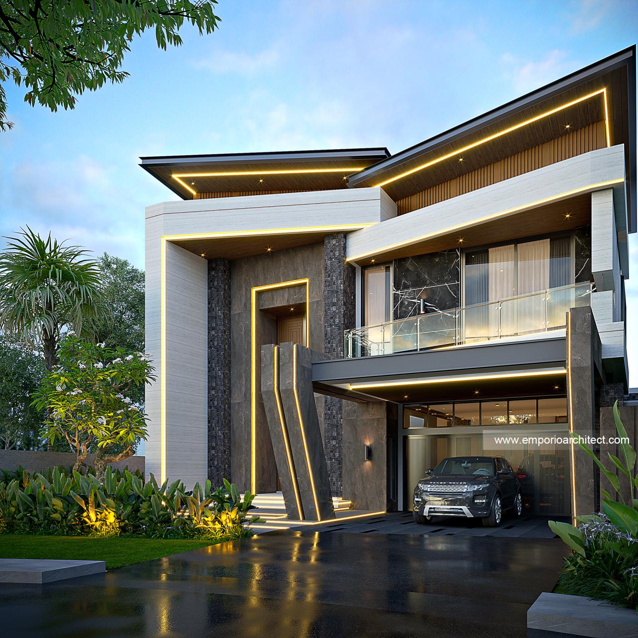 Desain Tampak Depan 2 Rumah Modern 3 Lantai Bapak MBR di Sentul, Bogor ...