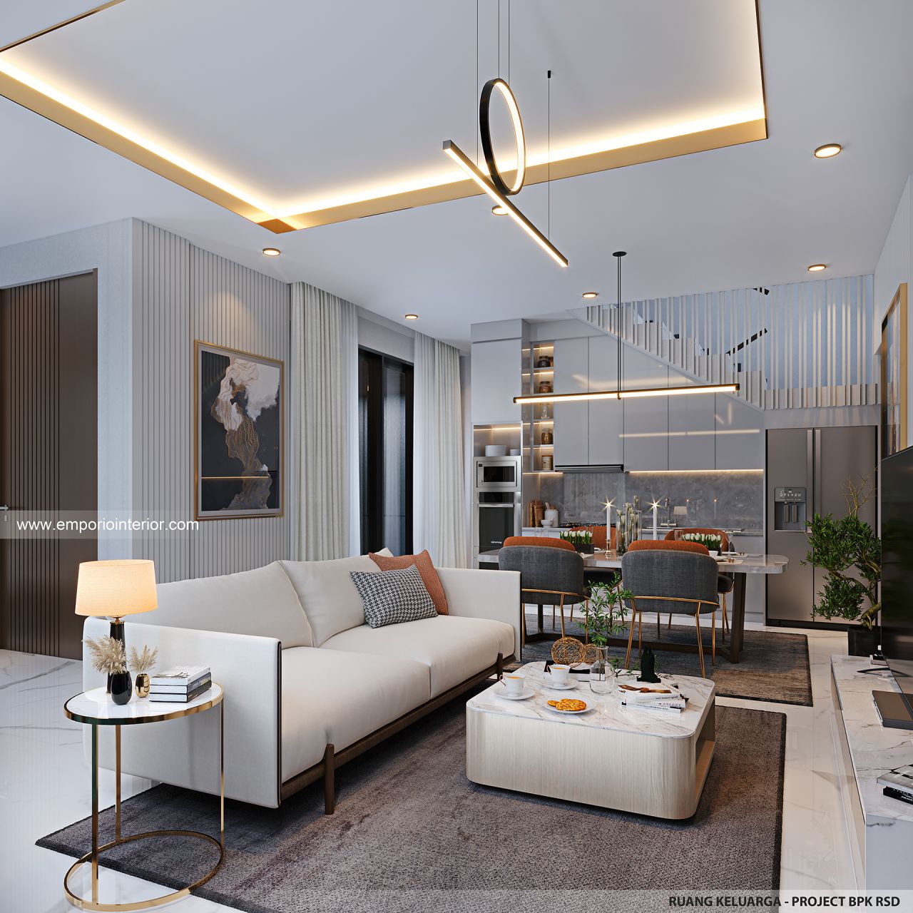 Desain Ruang Keluarga Rumah Modern 3 Lantai Bapak RSD di Bekasi 45229 ...