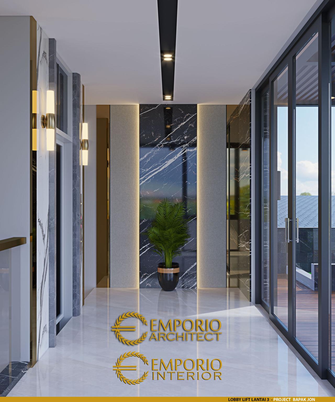 Desain Lobby Lift Lantai 3 Rumah Modern 3 Lantai Bapak Jon di Jakarta ...