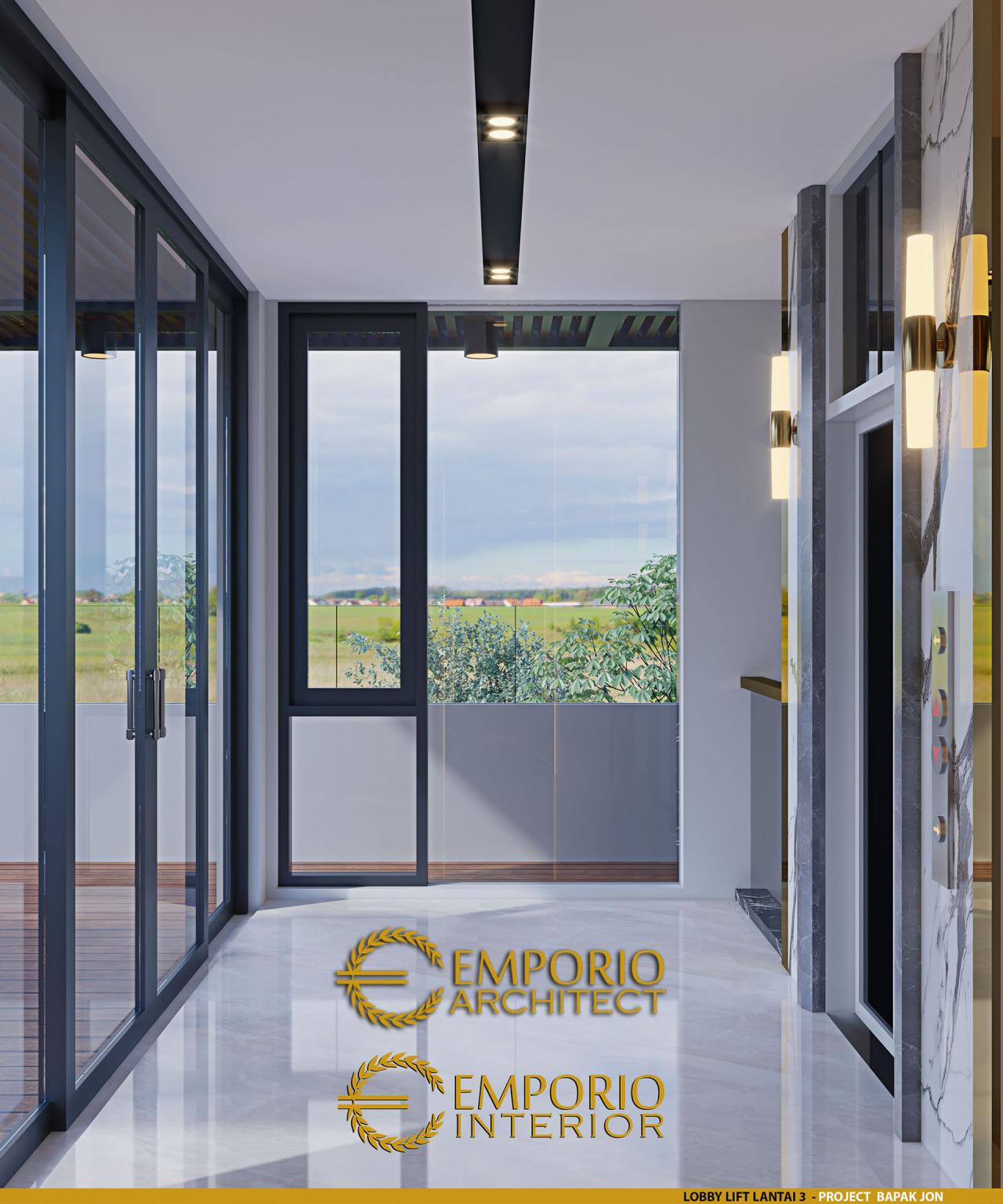 Desain Lobby Lift Lantai 3 Rumah Modern 3 Lantai Bapak Jon di Jakarta ...