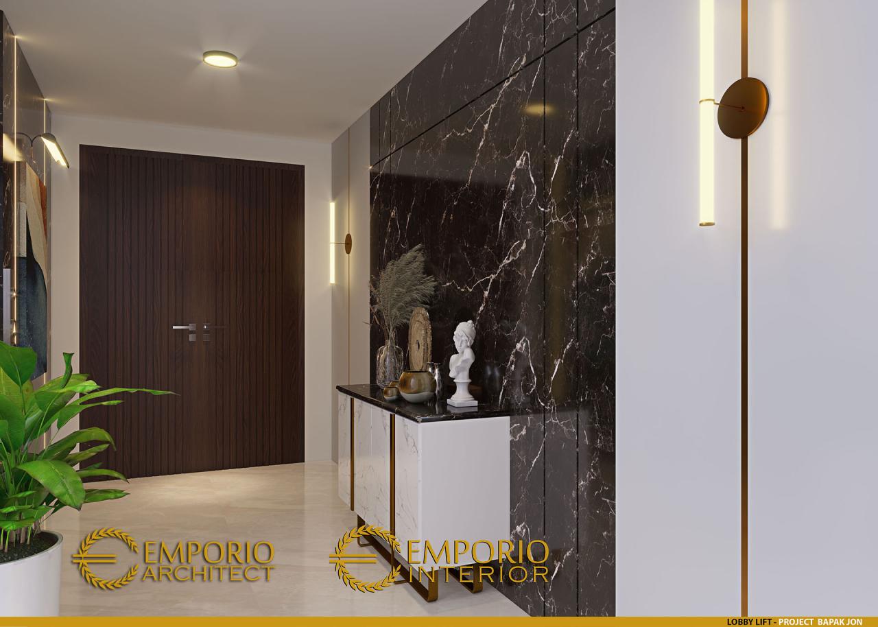 Desain Lobby Lift Rumah Modern 3 Lantai Bapak Jon di Jakarta Selatan ...