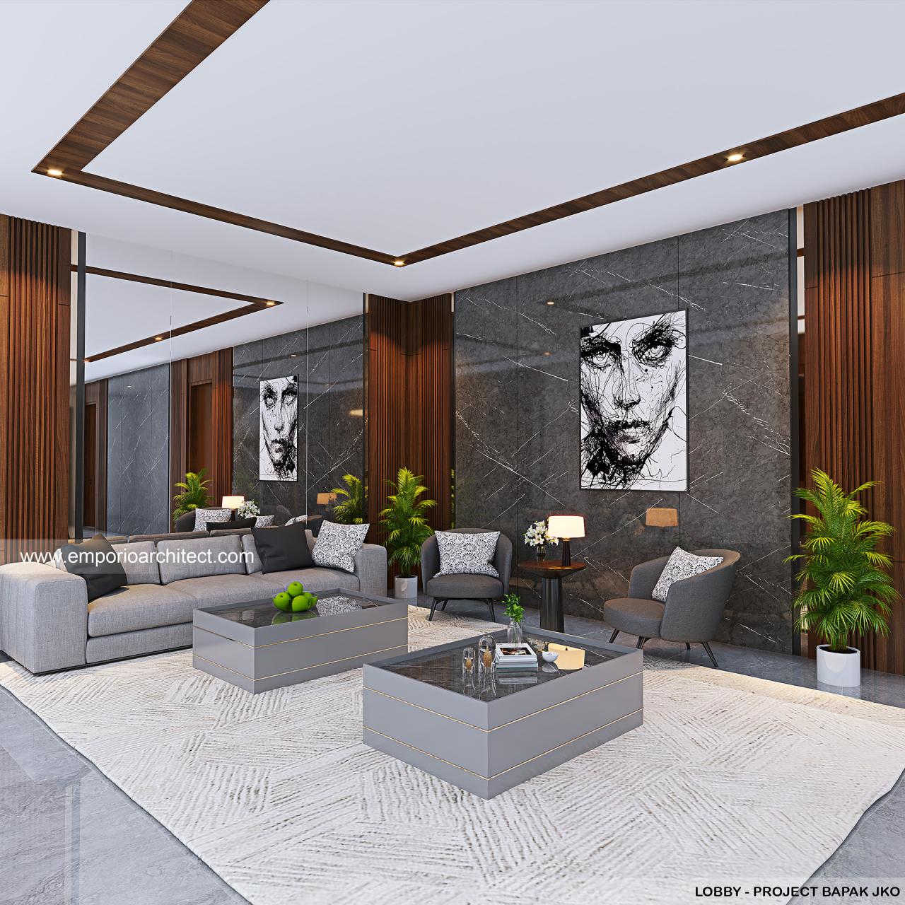 Desain Lobby Rumah Modern 3 Lantai Bapak JKO di Jakarta 32472 - Desain ...