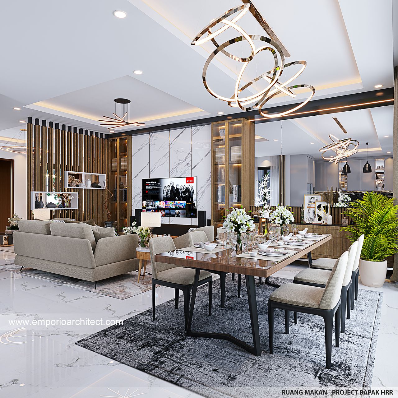 Desain Ruang Makan Rumah Modern 3 Lantai Bapak HRR di Balikpapan 38228 ...