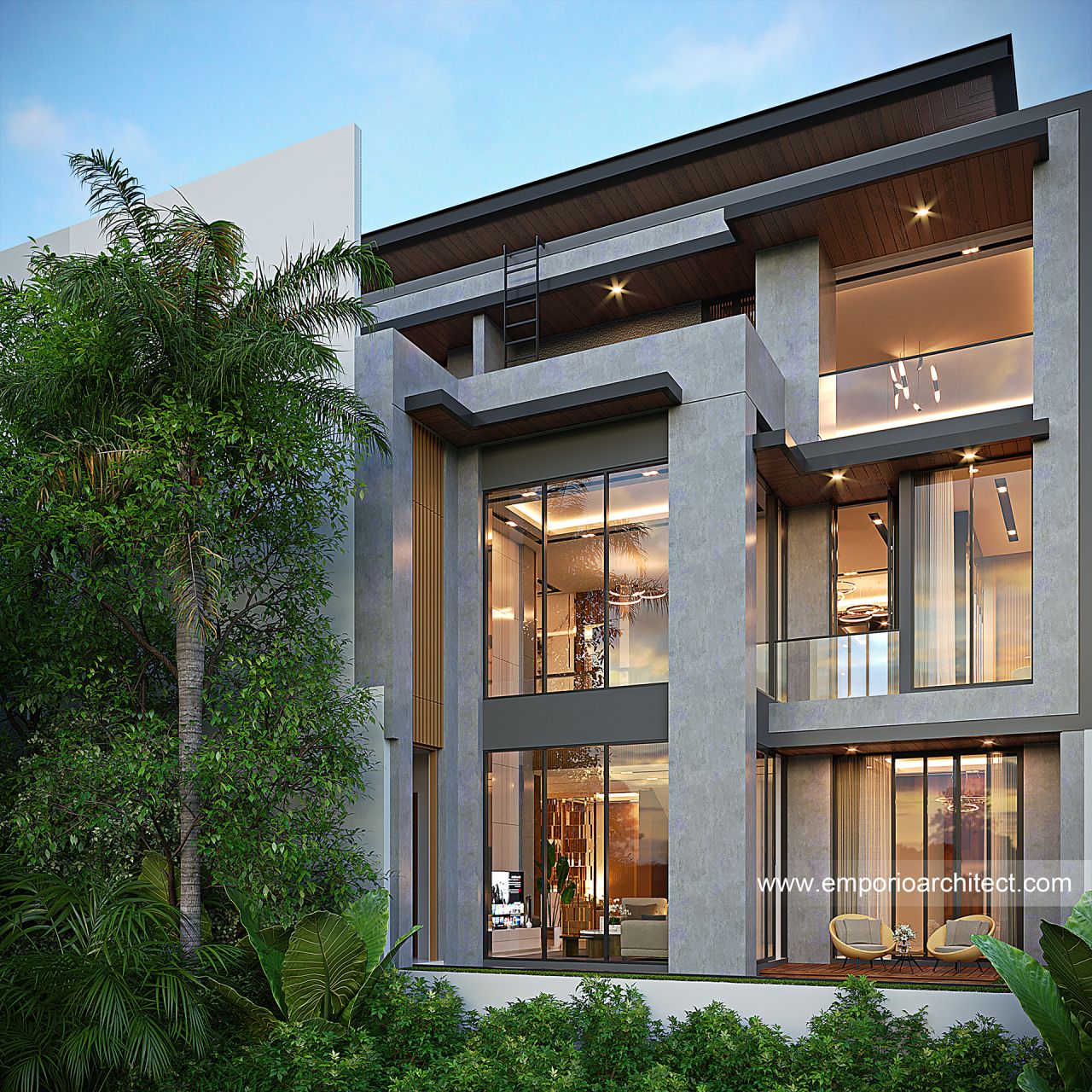 Desain Tampak Belakang Rumah Modern 3 Lantai Ibu LVA di Tangerang ...