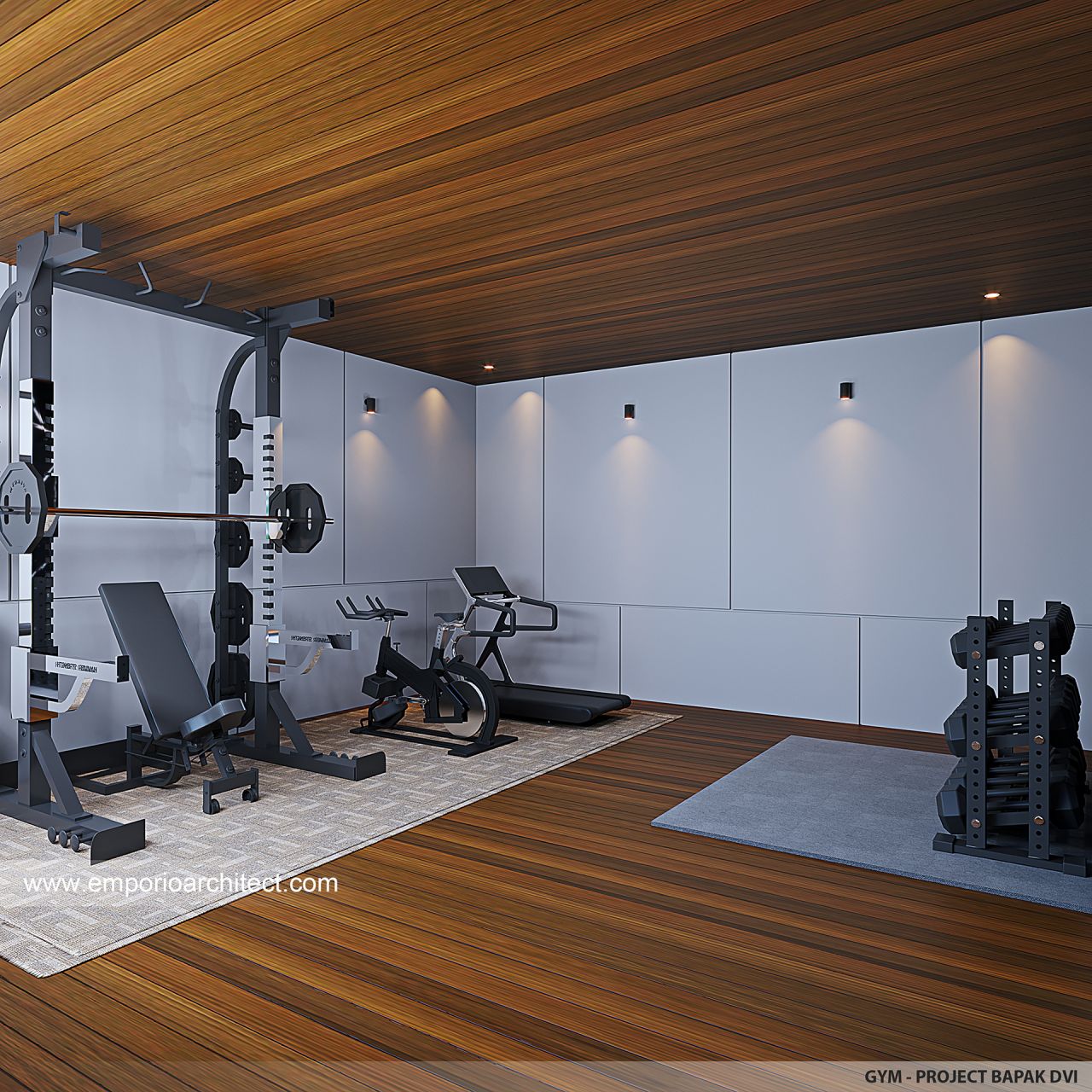 Desain Gym Rumah Modern 3 Lantai Bapak DVI di Cikarang, Bekasi 38111 ...