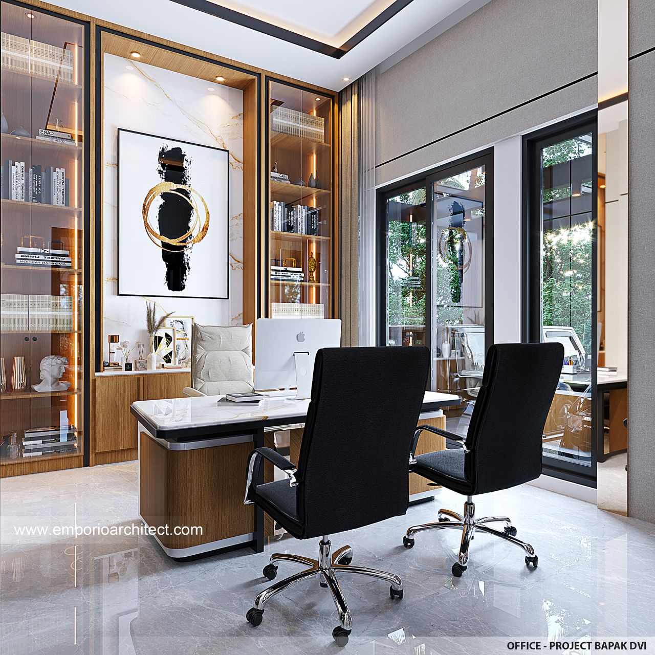 Desain Kantor Rumah Modern 3 Lantai Bapak DVI di Cikarang, Bekasi 38104 ...